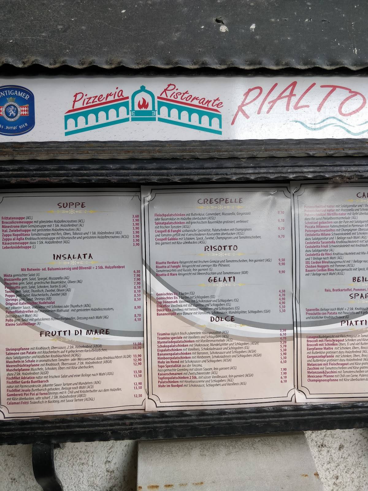Speisekarte von Pizzeria Rialto, Neusiedl am See