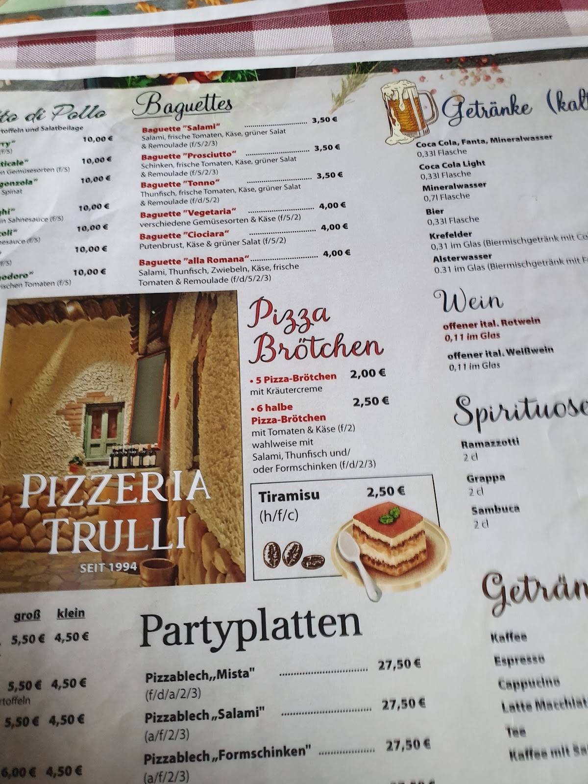 Speisekarte von Pizzeria Trulli, Bochum, Castroper Str. 238