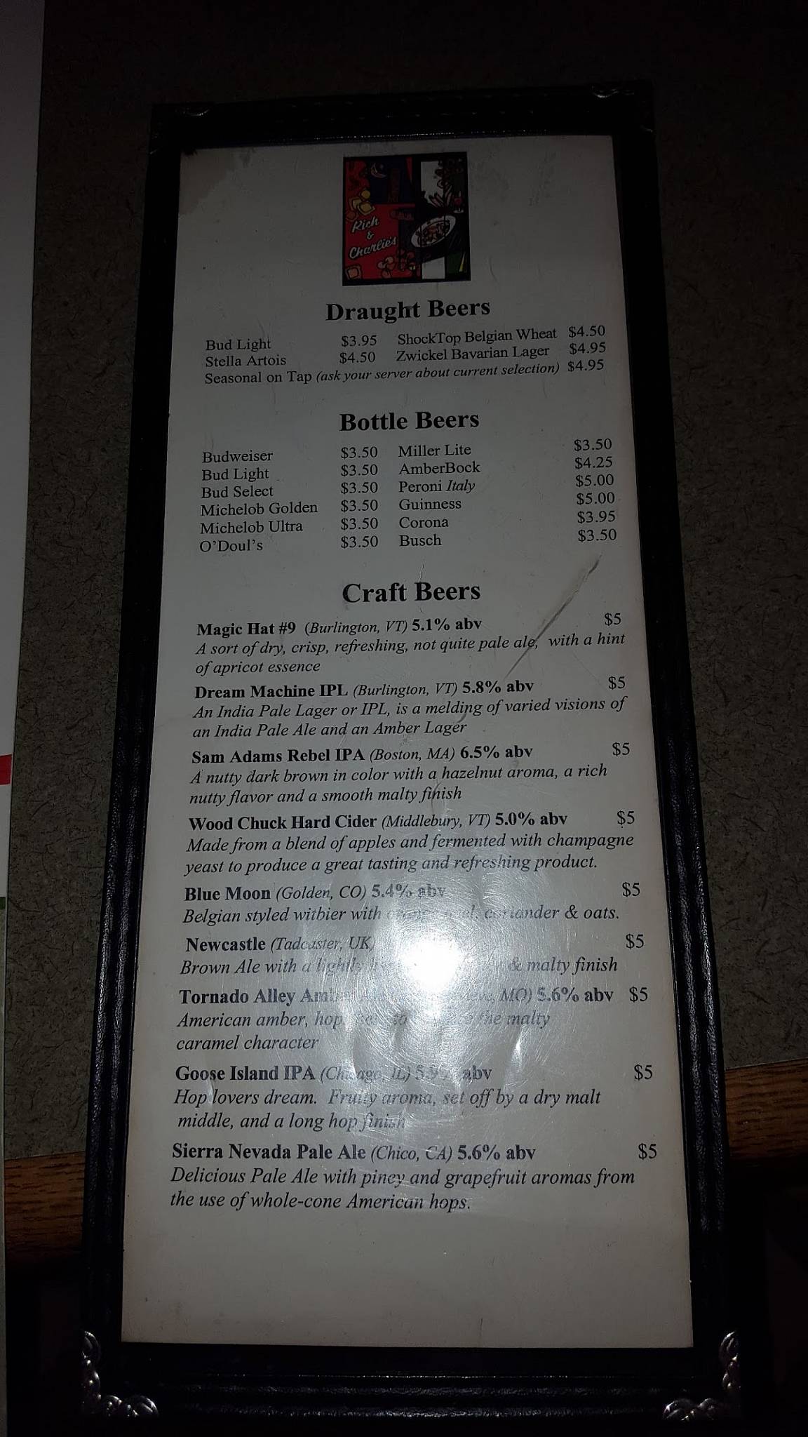 Menu at Rich & Charlie's South County pizzeria, Mehlville, Lemay Ferry Rd