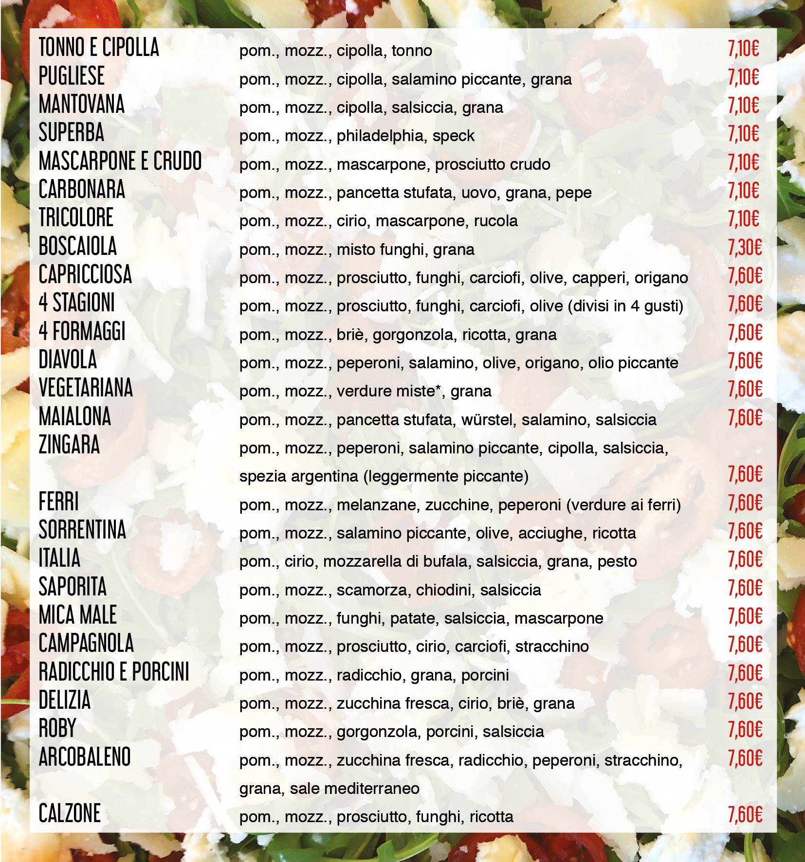 Carta de Pizzeria Scacco Matto, Bussolengo