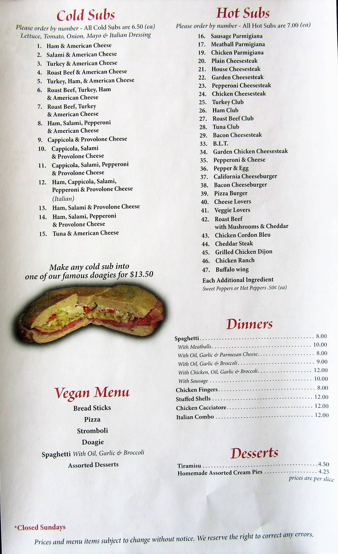 Menu at Scicchitano’s Pizzeria Berwick Pa, Berwick