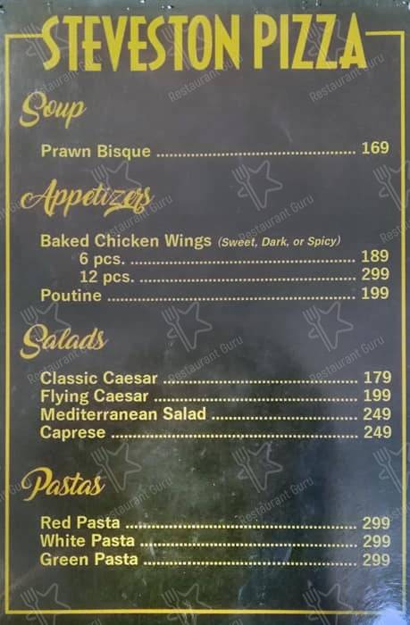 Menu at Steveston Pizza pizzeria, Quezon City, Corinthian Gardens ...