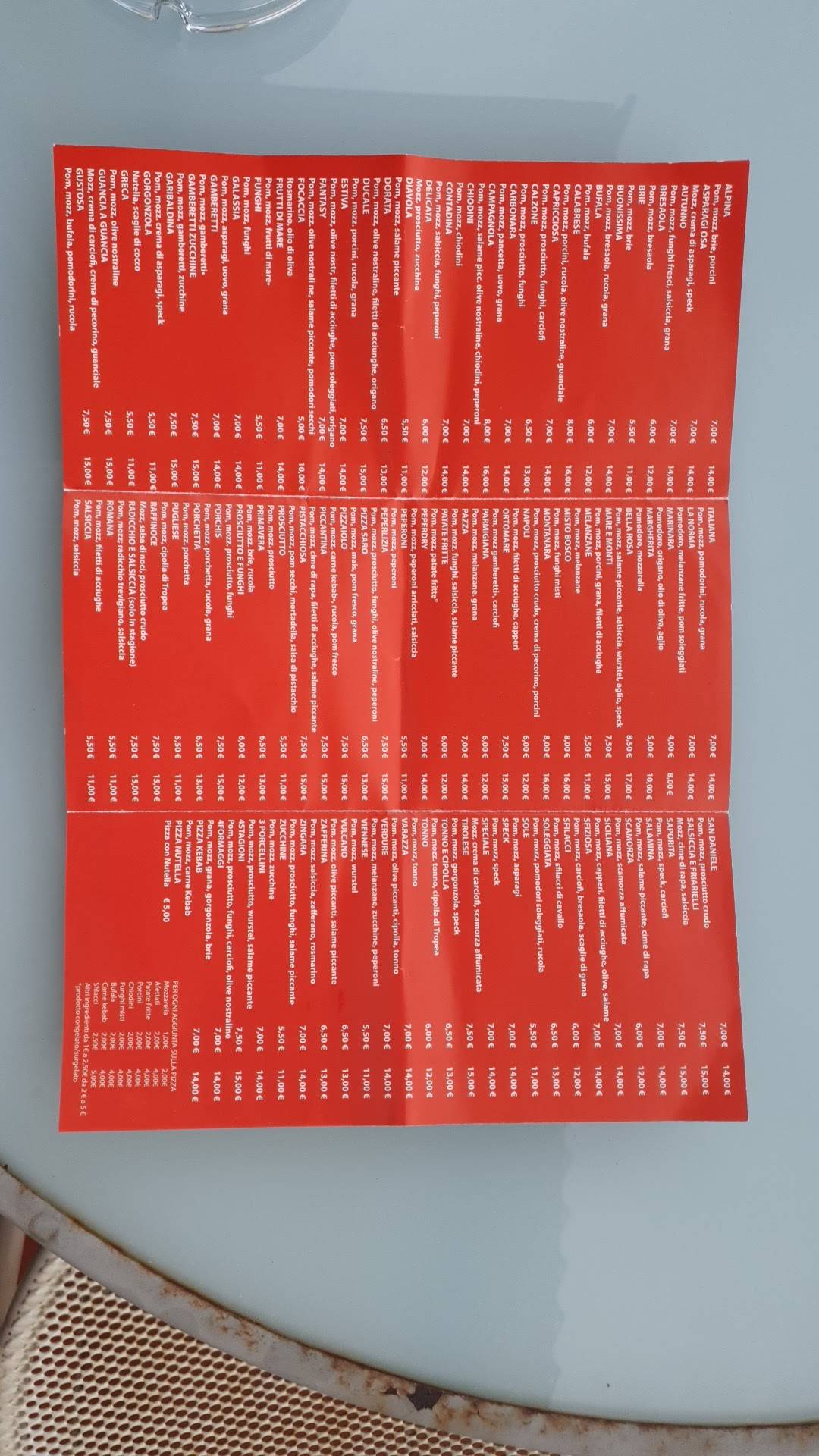 Menu da Pizzeria & Kebab Bella Rossa, Venezia