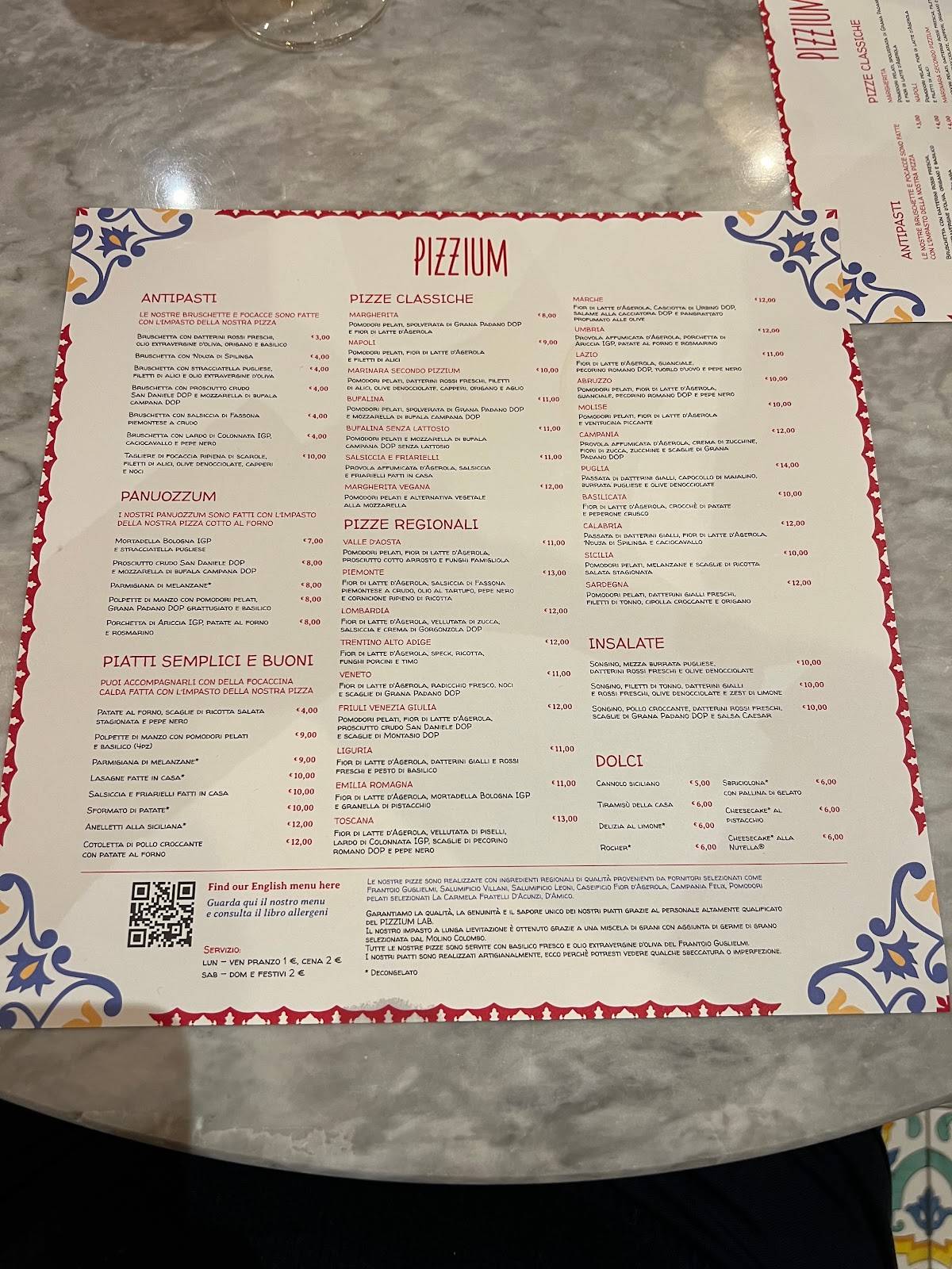 Speisekarte von Pizzium - Via Solari restaurant, Mailand