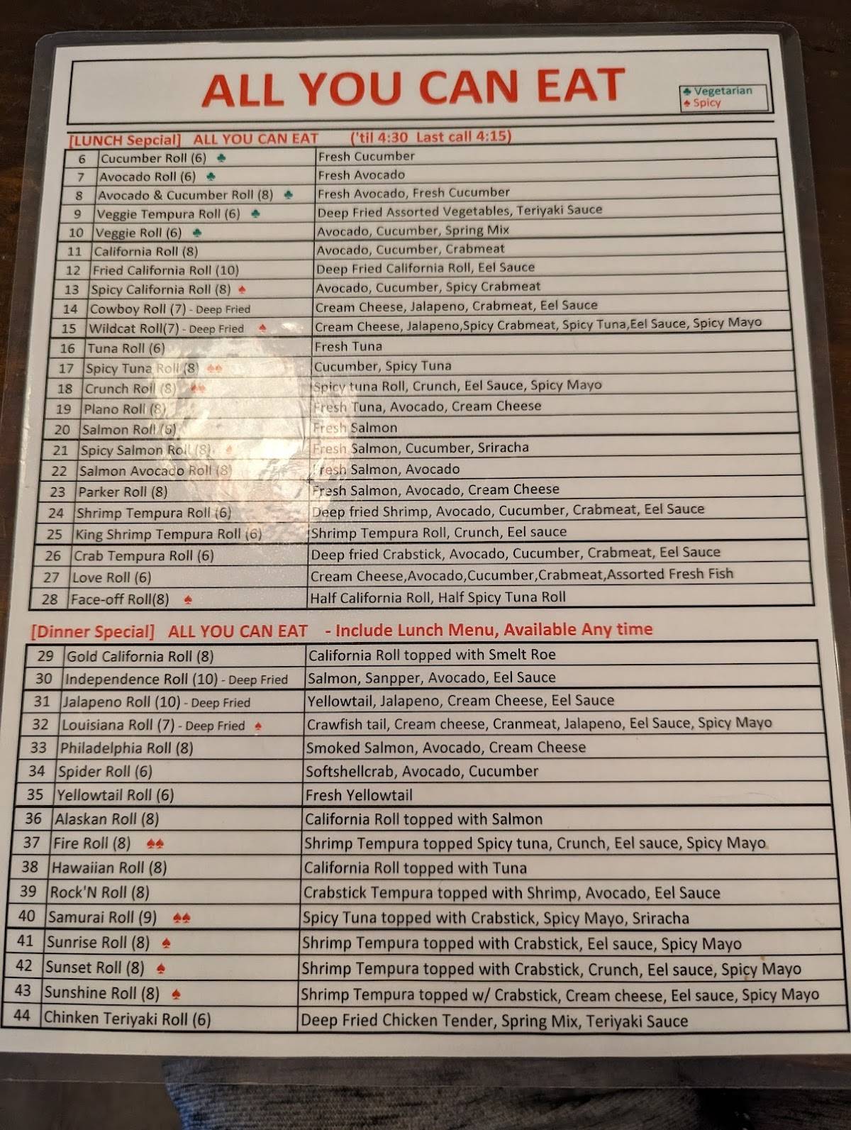 Menu at Sushi Shack All You Can Eat of Plano restaurant, Plano