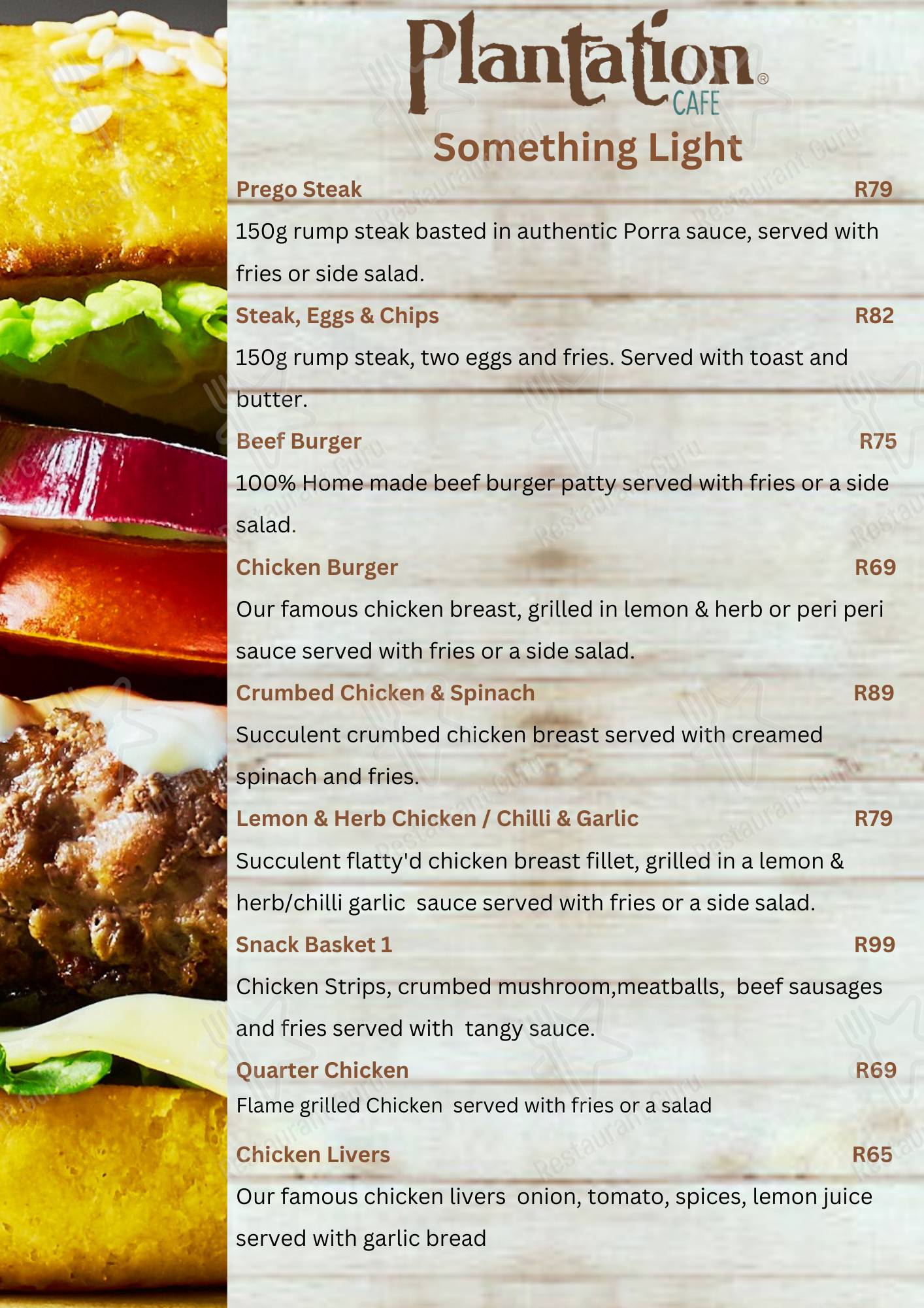 Menu at Plantation Café – Catering & Event Venue restaurant, Midrand ...