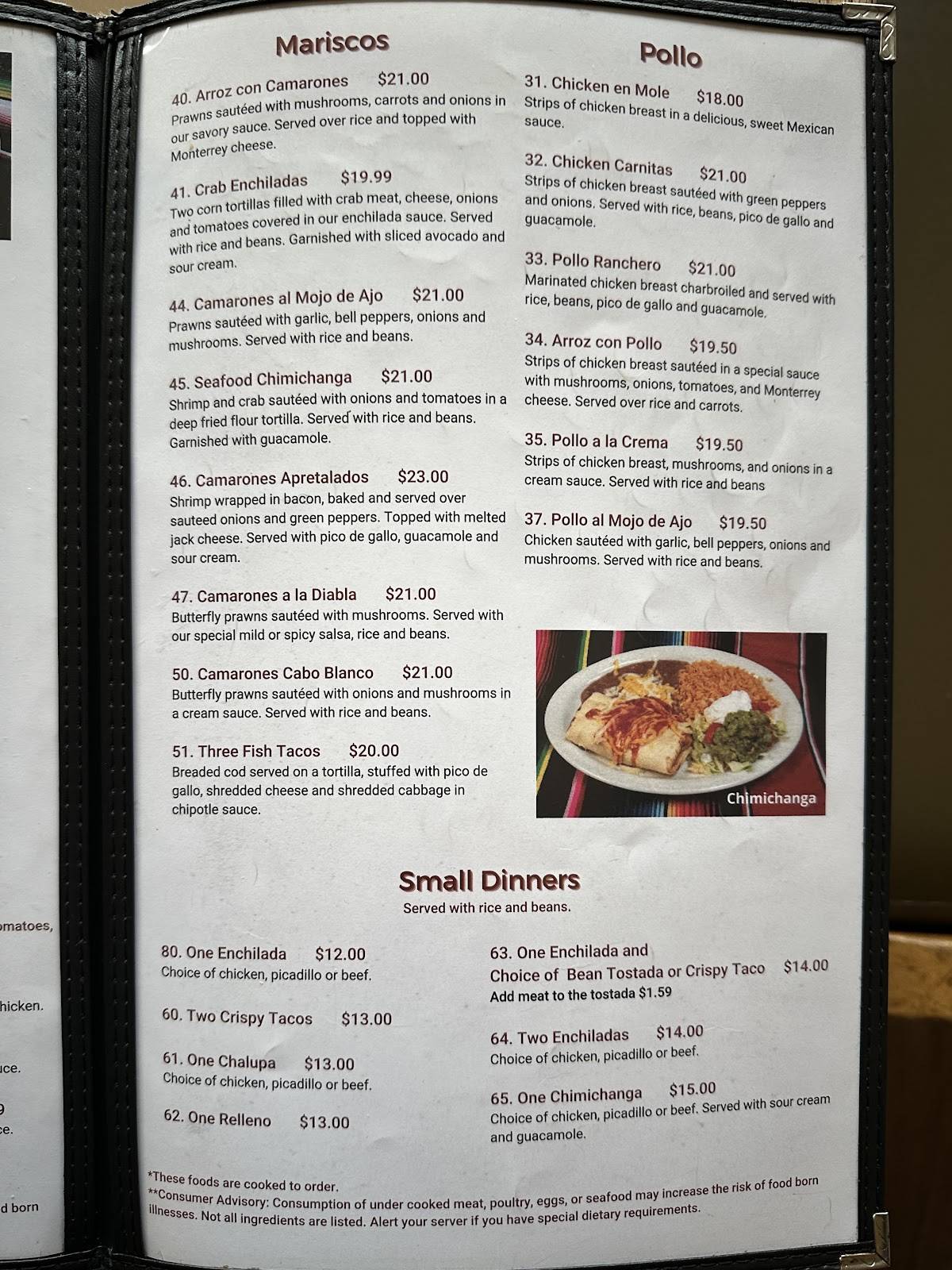 Menu at Playa Azul restaurant, Puyallup