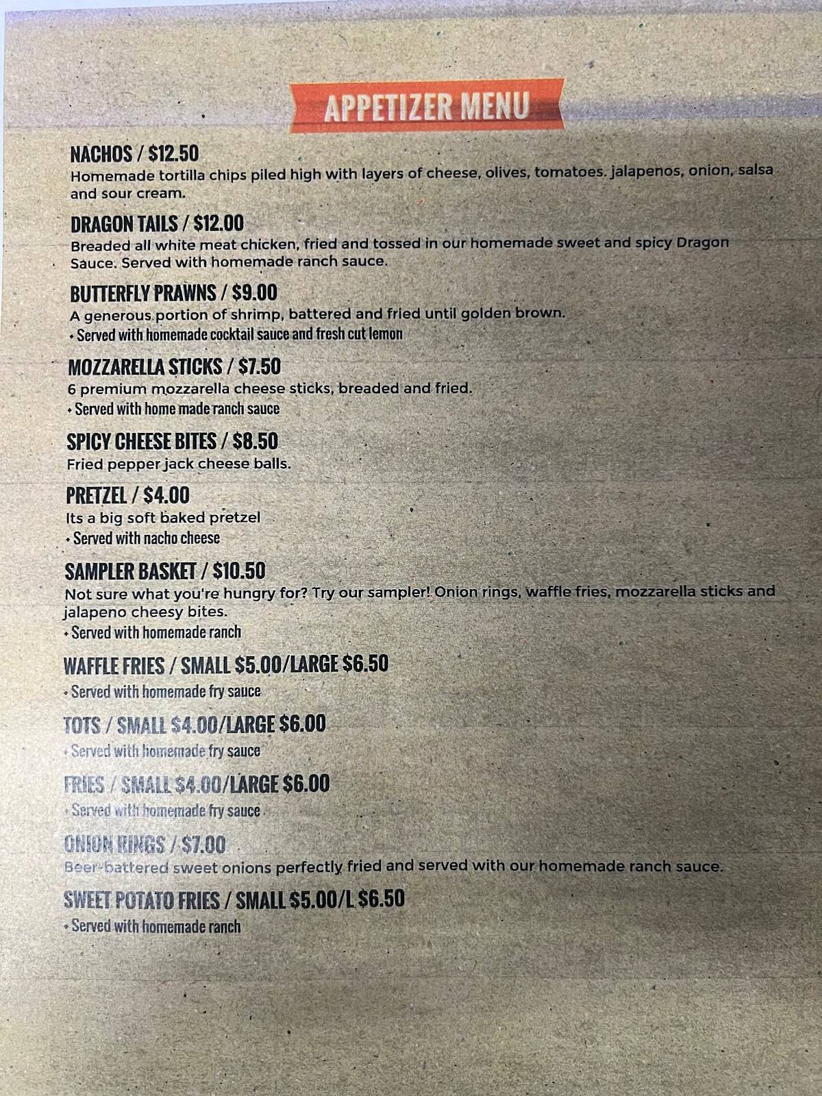 Menu at Players Pub & Grill, Garden City