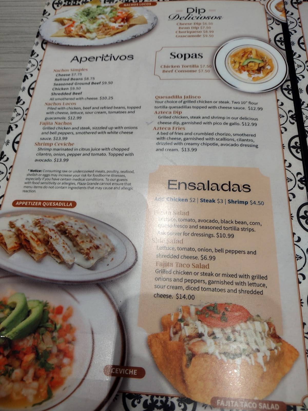 Menu at Plaza Grande Cocina Mexicana & Cantina restaurant, Syracuse