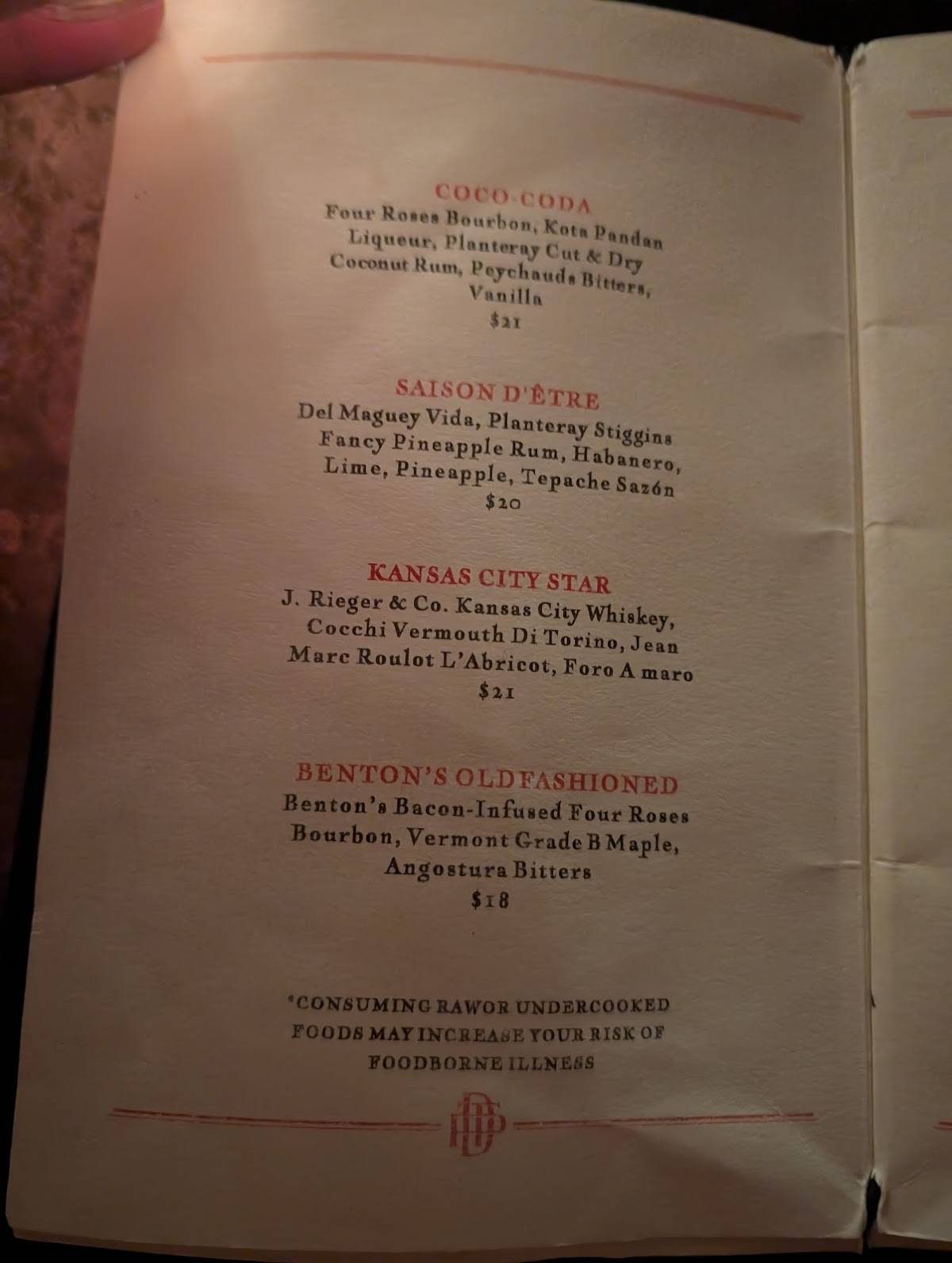 Menu at Please Don't Tell pub & bar, New York City