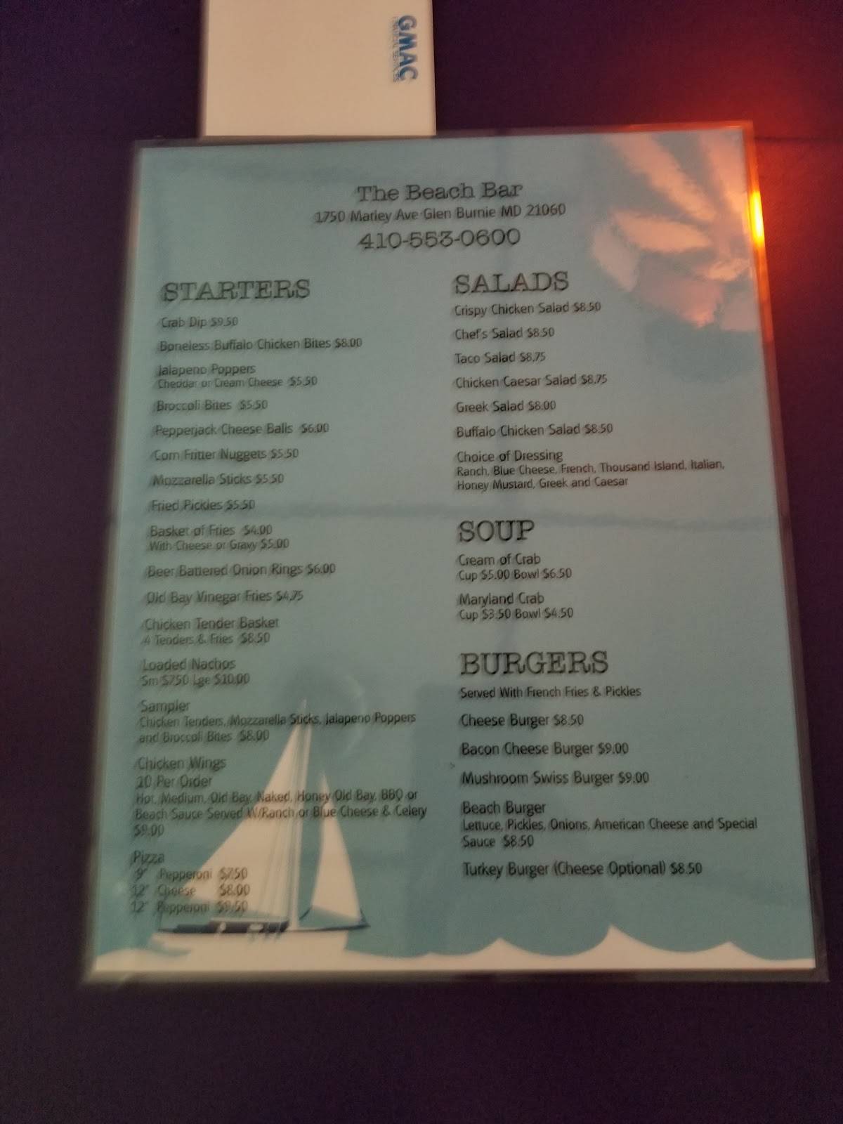 Menu at Point Pleasant Beach Tavern pub & bar, Glen Burnie
