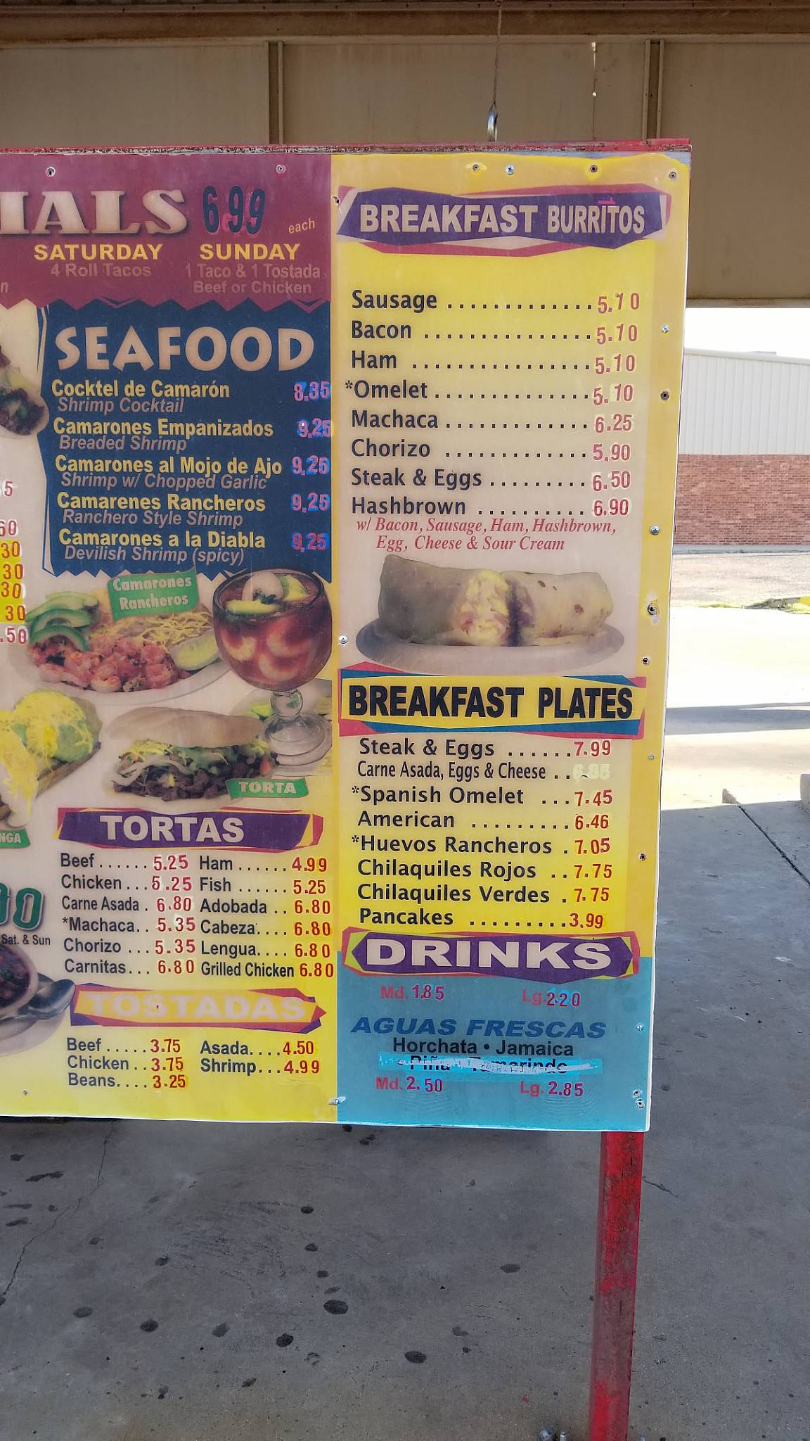 Menu at Polibertos restaurant, Lubbock
