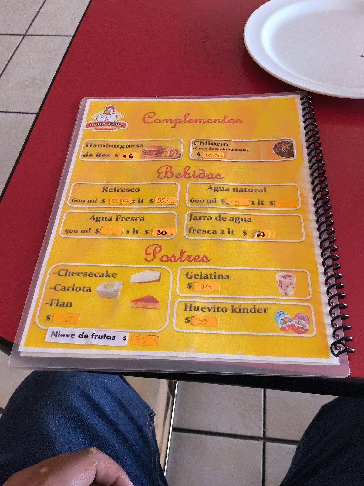 Carta del restaurante Pollo Feliz, Salvatierra, México 51 233