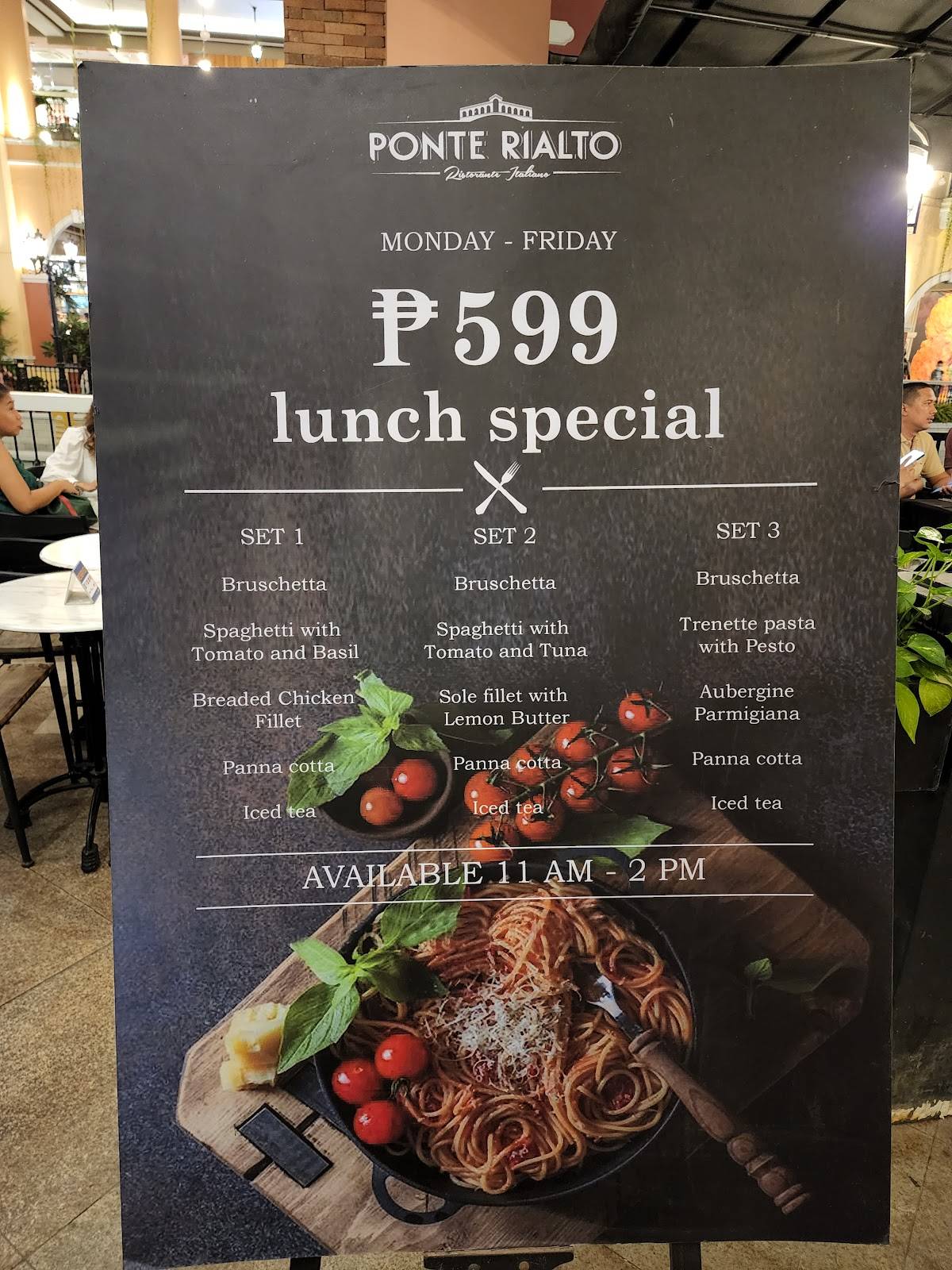 Menu at Ponte Rialto Venice Grand Canal Mall restaurant, Taguig, A122 ...