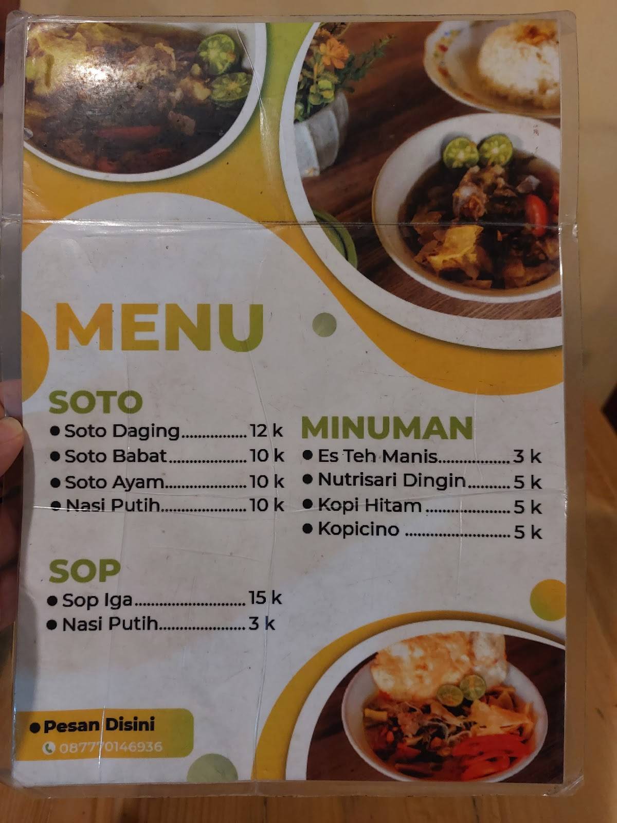 Menu at Pop Kuliner, Indonesia