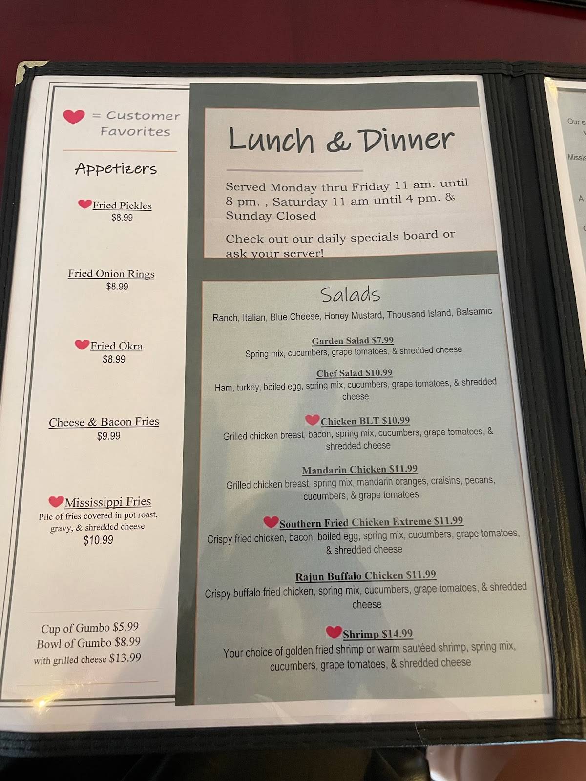 Menu at Port City Cafe, Biloxi, Pass Rd ste a