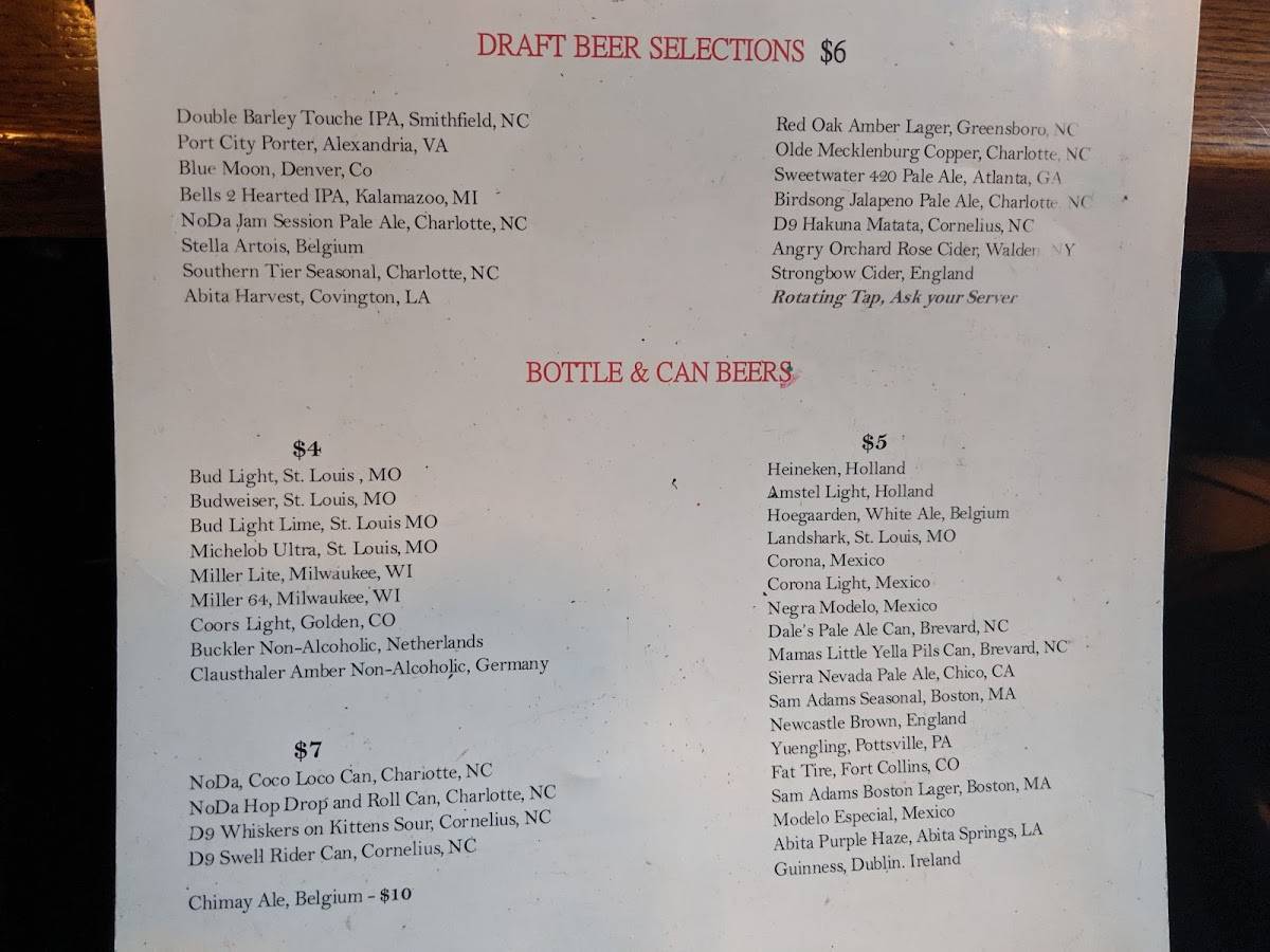Menu at Port City Club, Cornelius, Harborside Dr