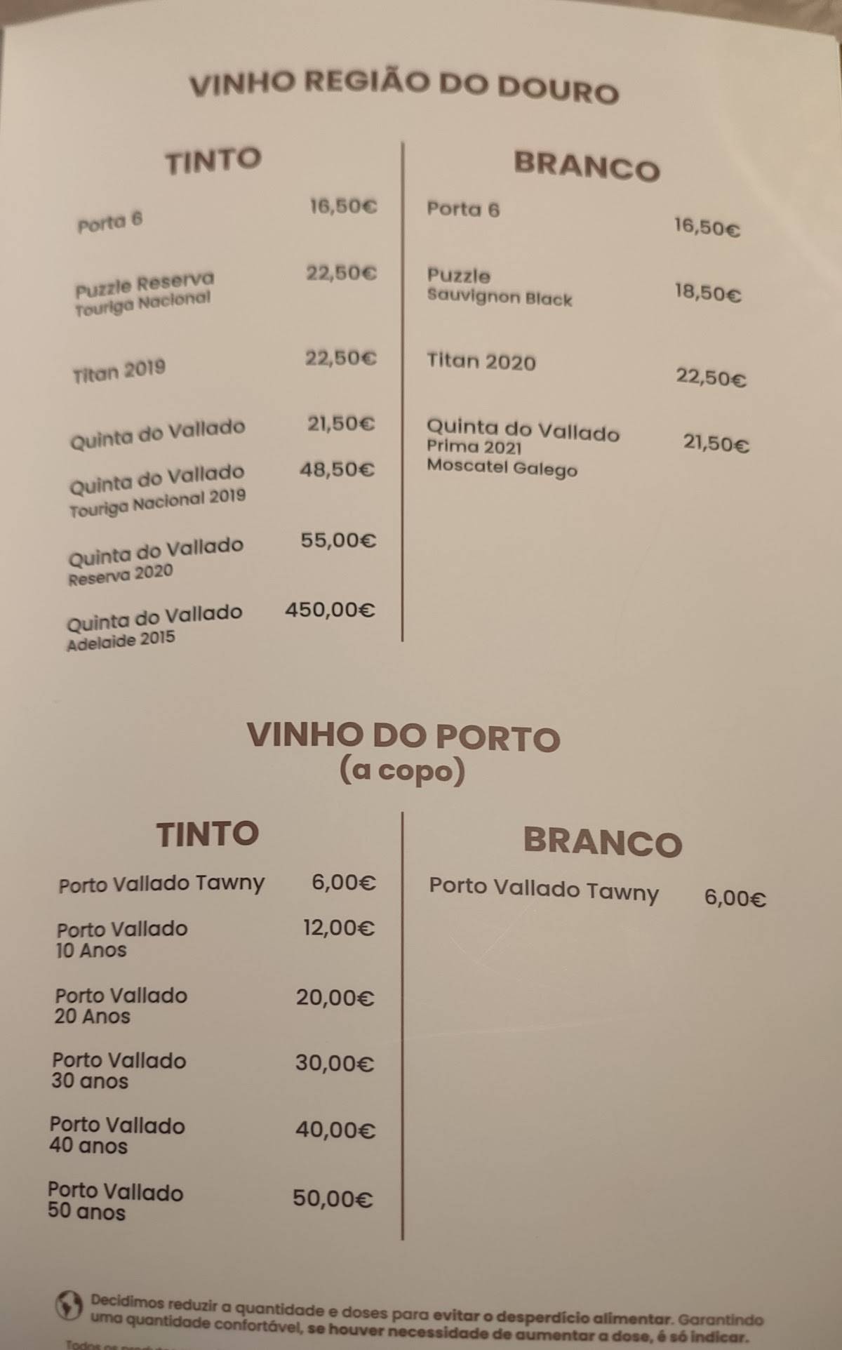 Menu em Porta 64 restaurante, Viseu
