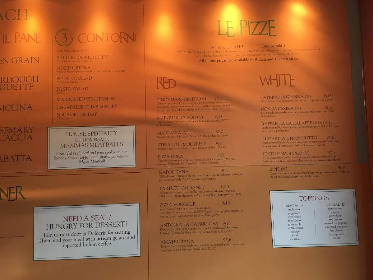 Menu at Porta Via restaurant, Princeton, 354 Nassau St