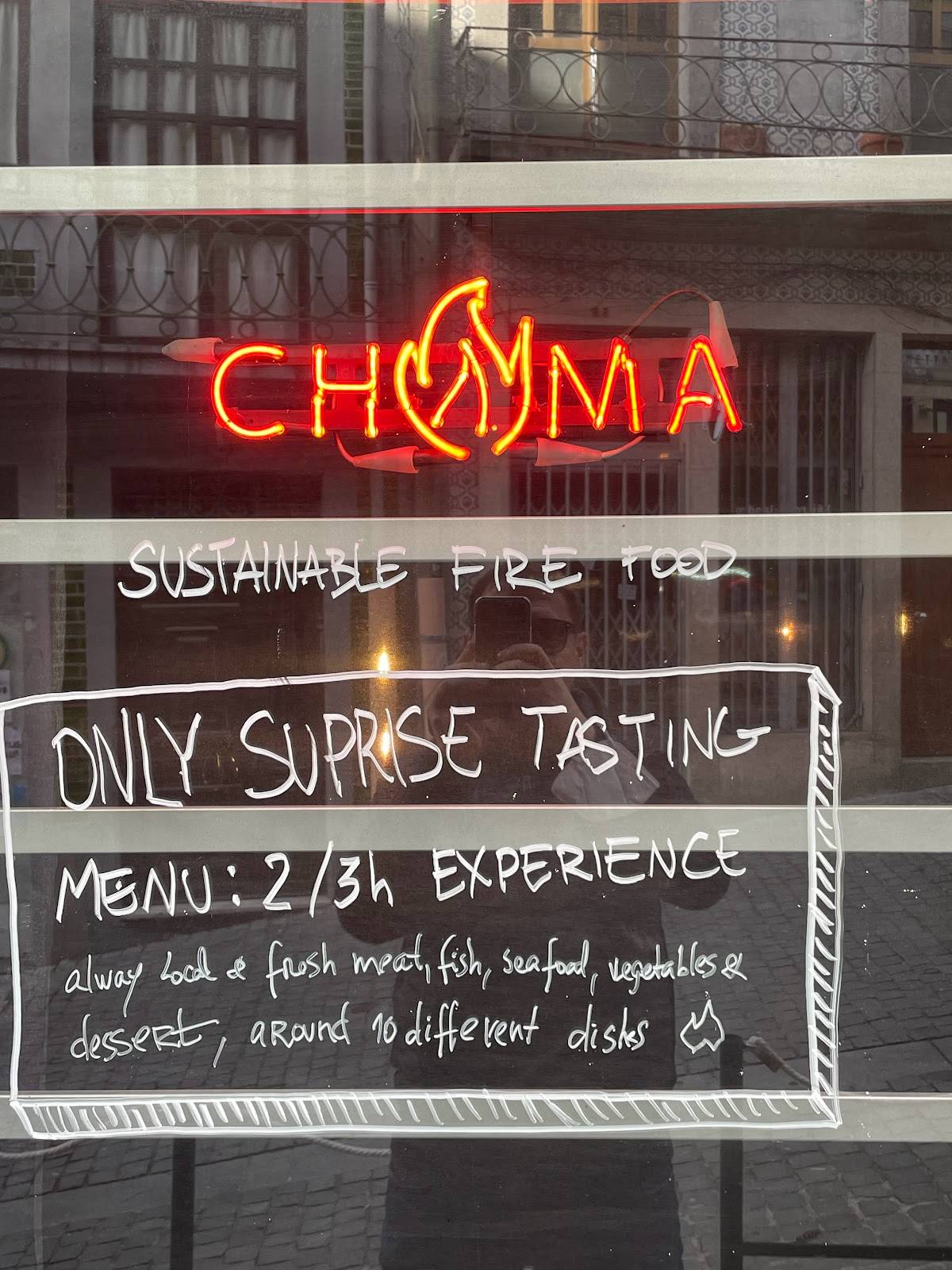 Menu at Chama restaurant, Porto