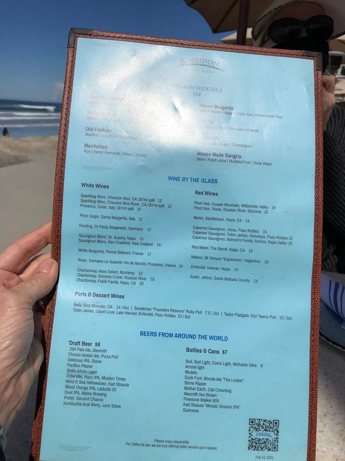 Menu at Poseidon Restaurant Del Mar, Del Mar