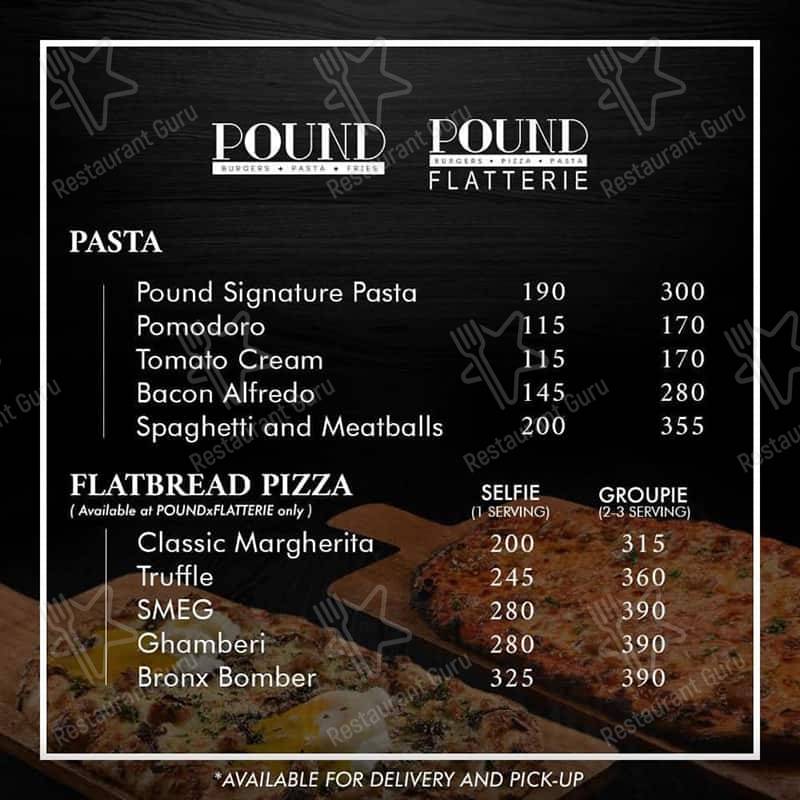 Menu at Pound restaurant, Quezon City, 116 Eastwood Mall Ave