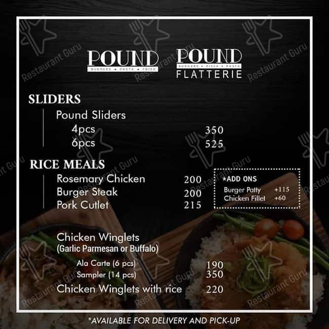 Menu at Pound x Flatterie restaurant, Taguig
