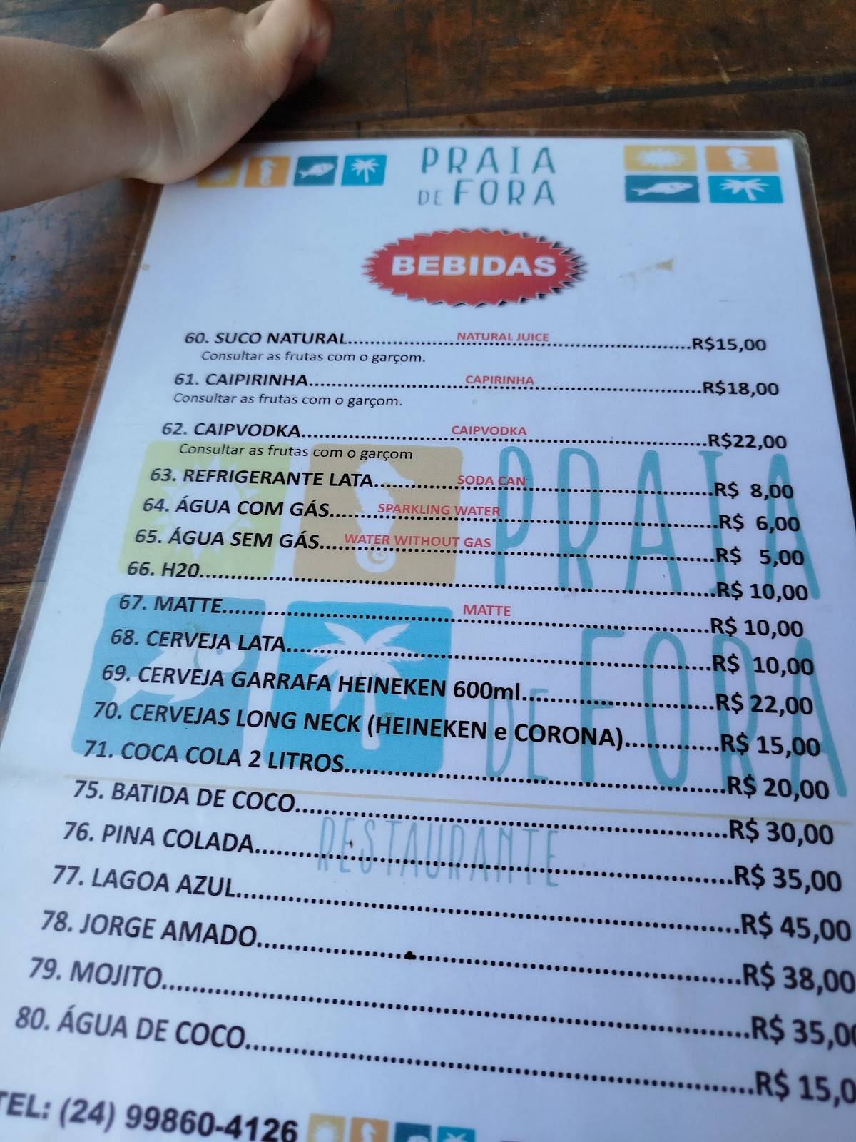 Menu em Praia De Fora restaurante, Angra dos Reis