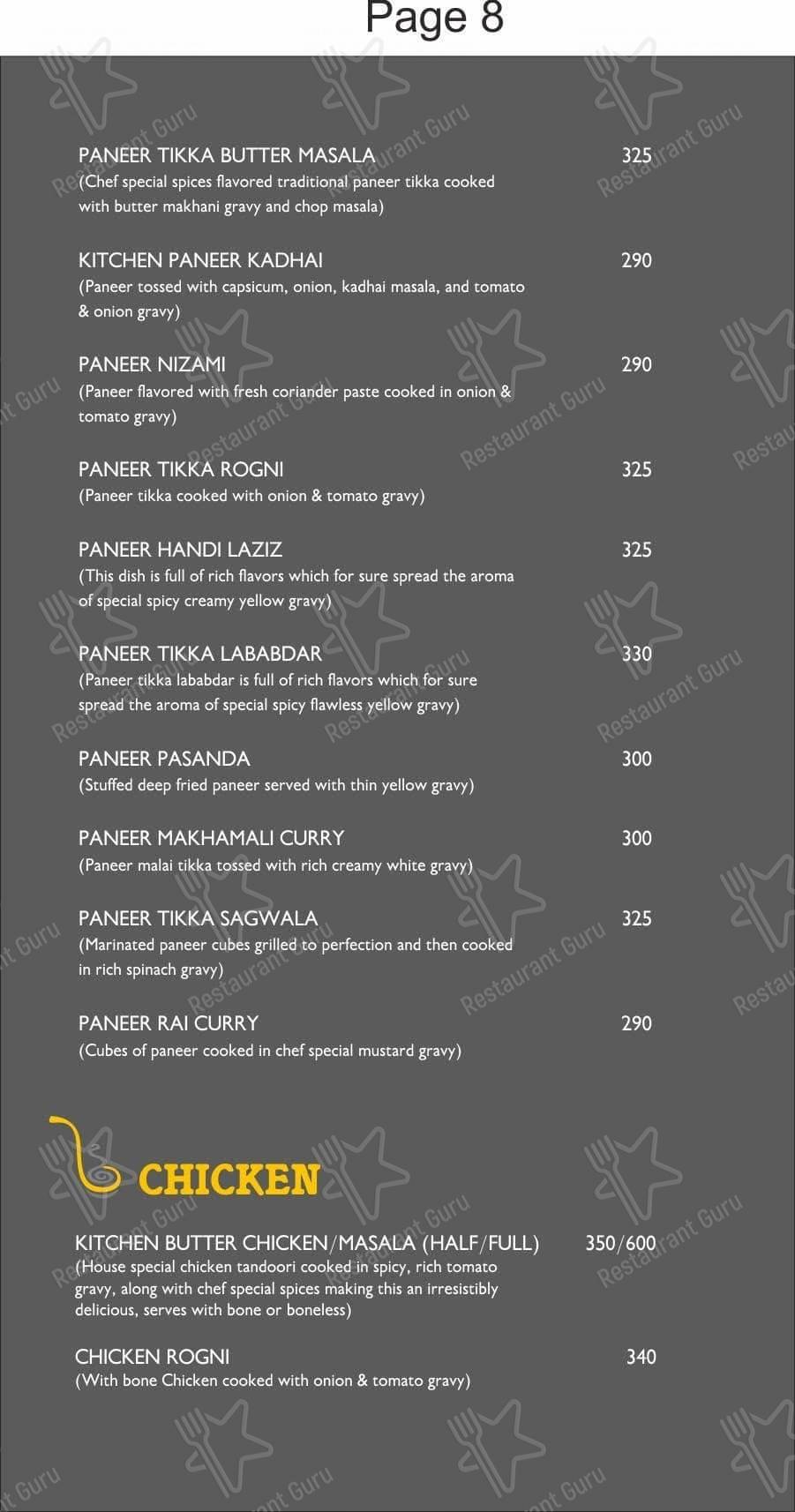 Menu at Pride by Samrat, Jabalpur