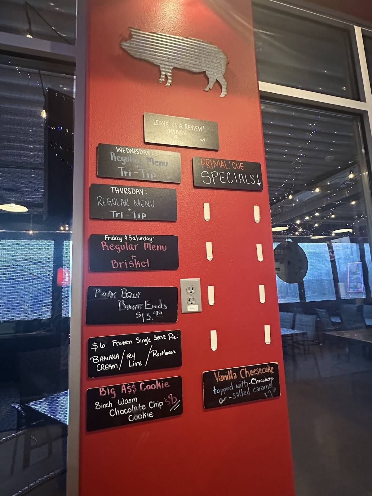 Carta de Primal 'Cue Barbecue Joint and Catering, Sun Prairie