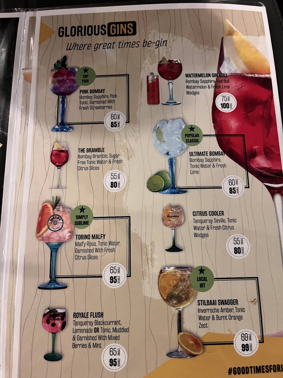 Menu at Bossa Strand Pavilion pub & bar, Cape Town