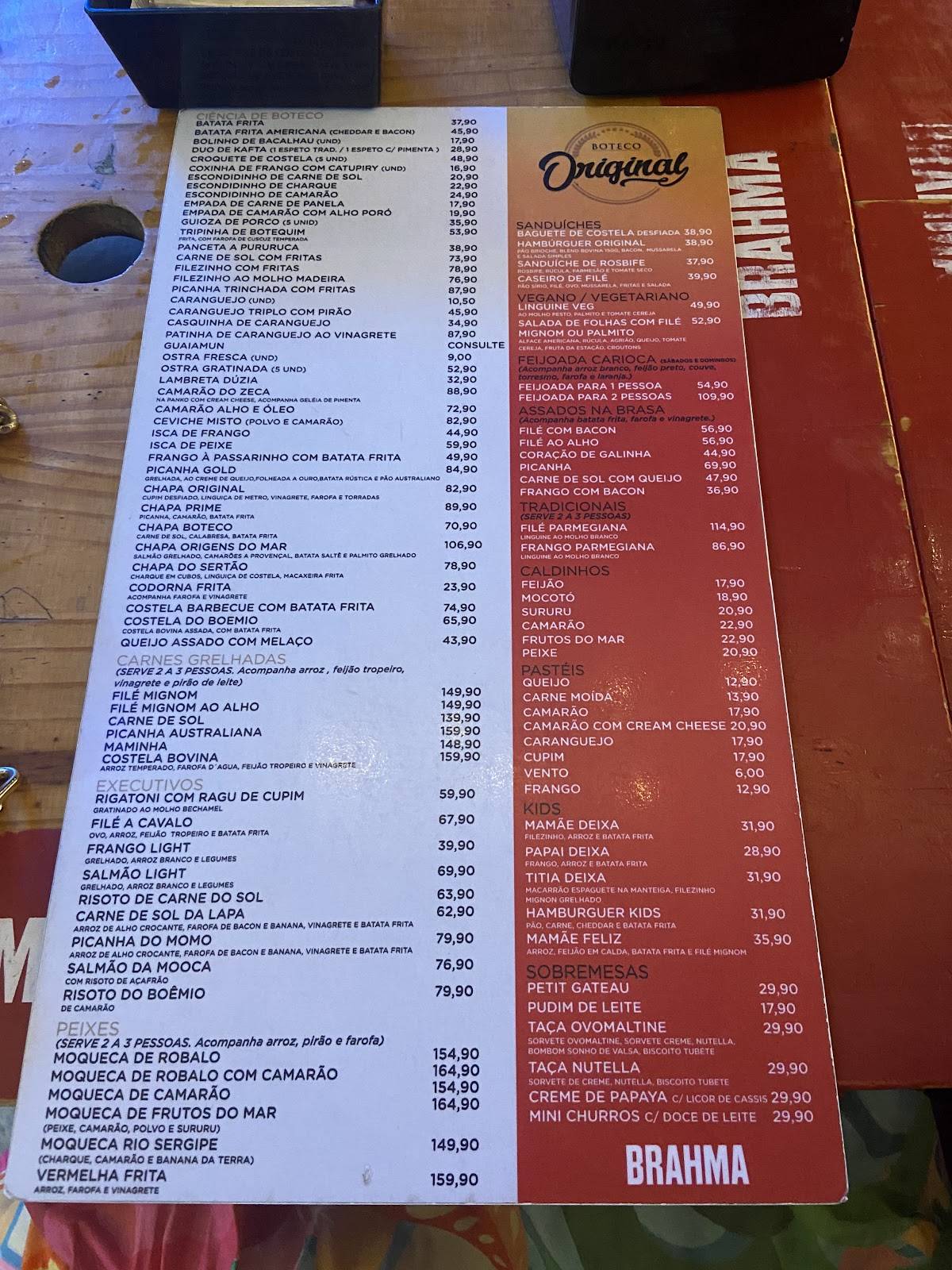 Menu em Boteco Original - Orla pub & Bar, Aracaju