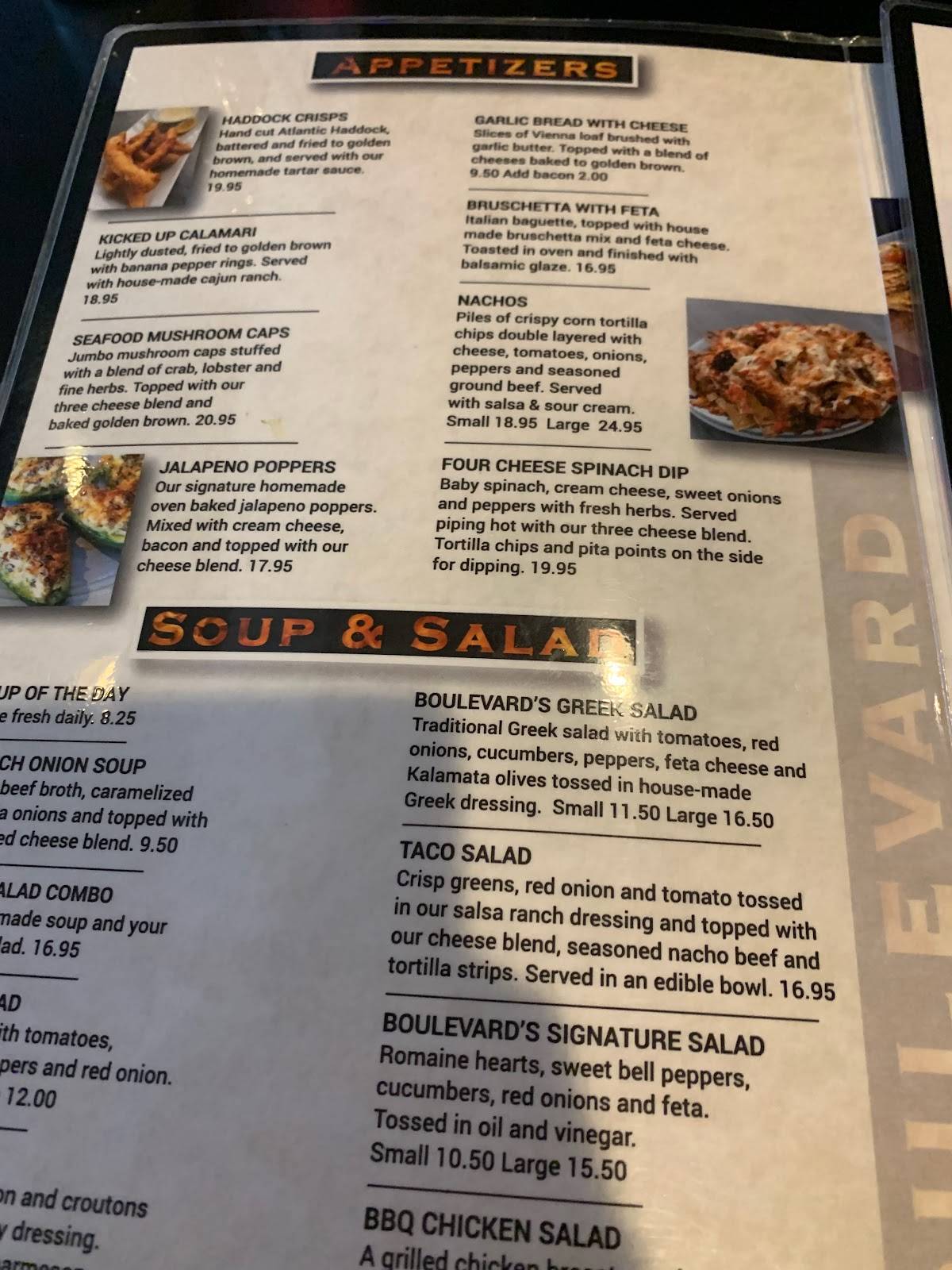 Menu at Boulevard Grill pub & bar, Sarnia