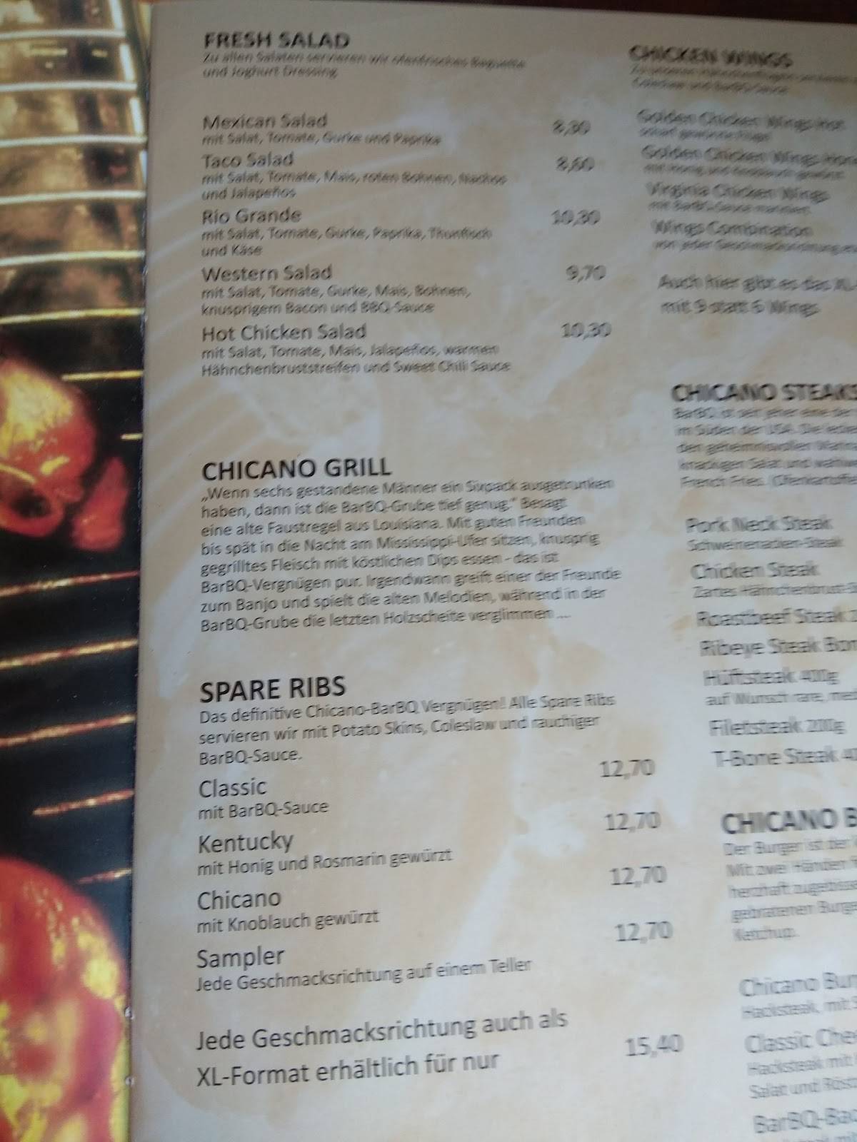 Speisekarte von Chicano Mexicaner pub & Bar, Heilbad Heiligenstadt