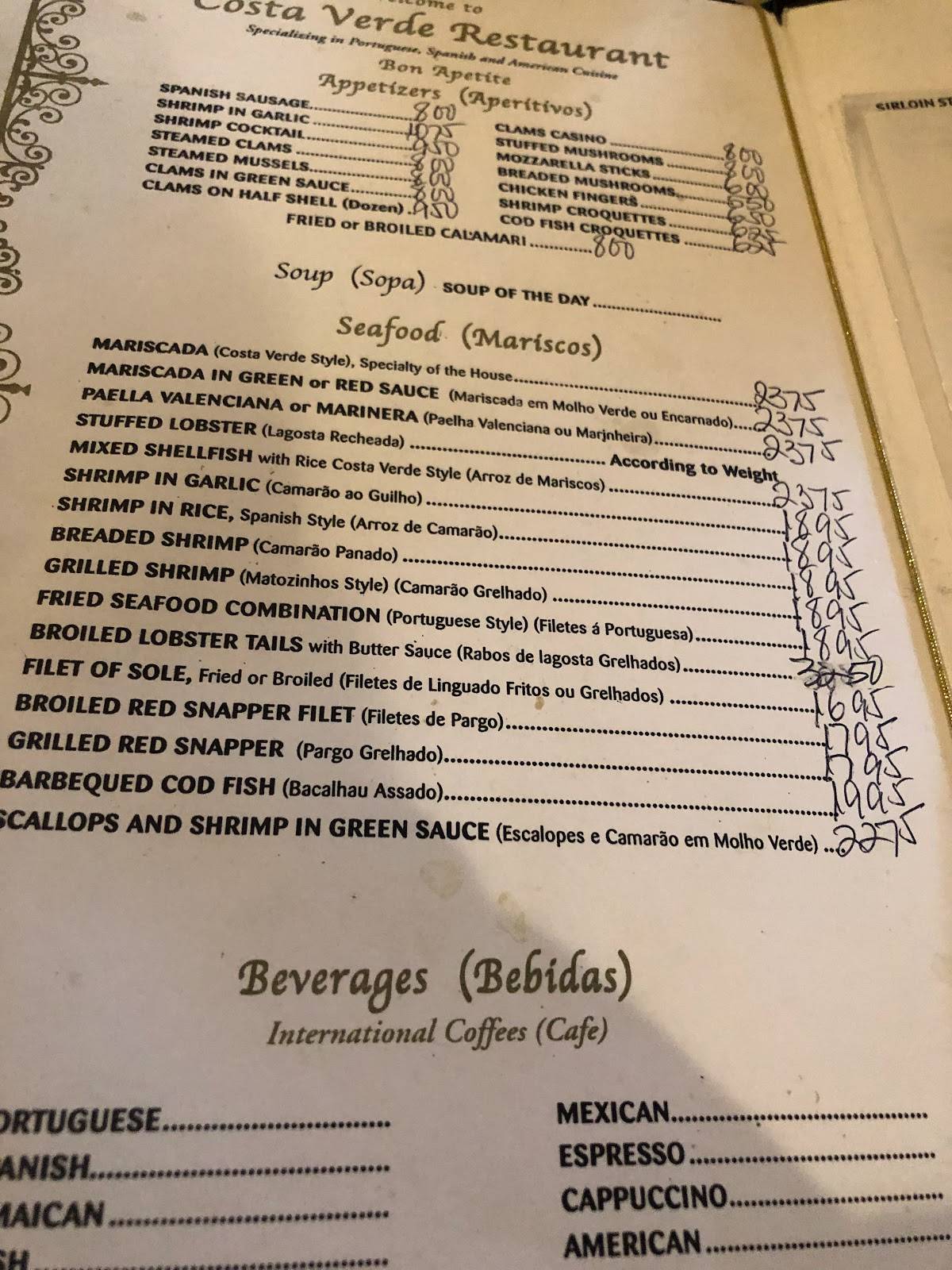 Menu at Costa Verde pub & bar, South Amboy, NJ-35