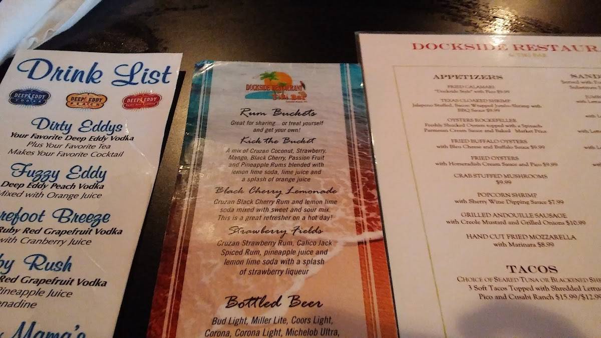 Menu at Dockside Restaurant & Tiki Bar, Colonial Beach