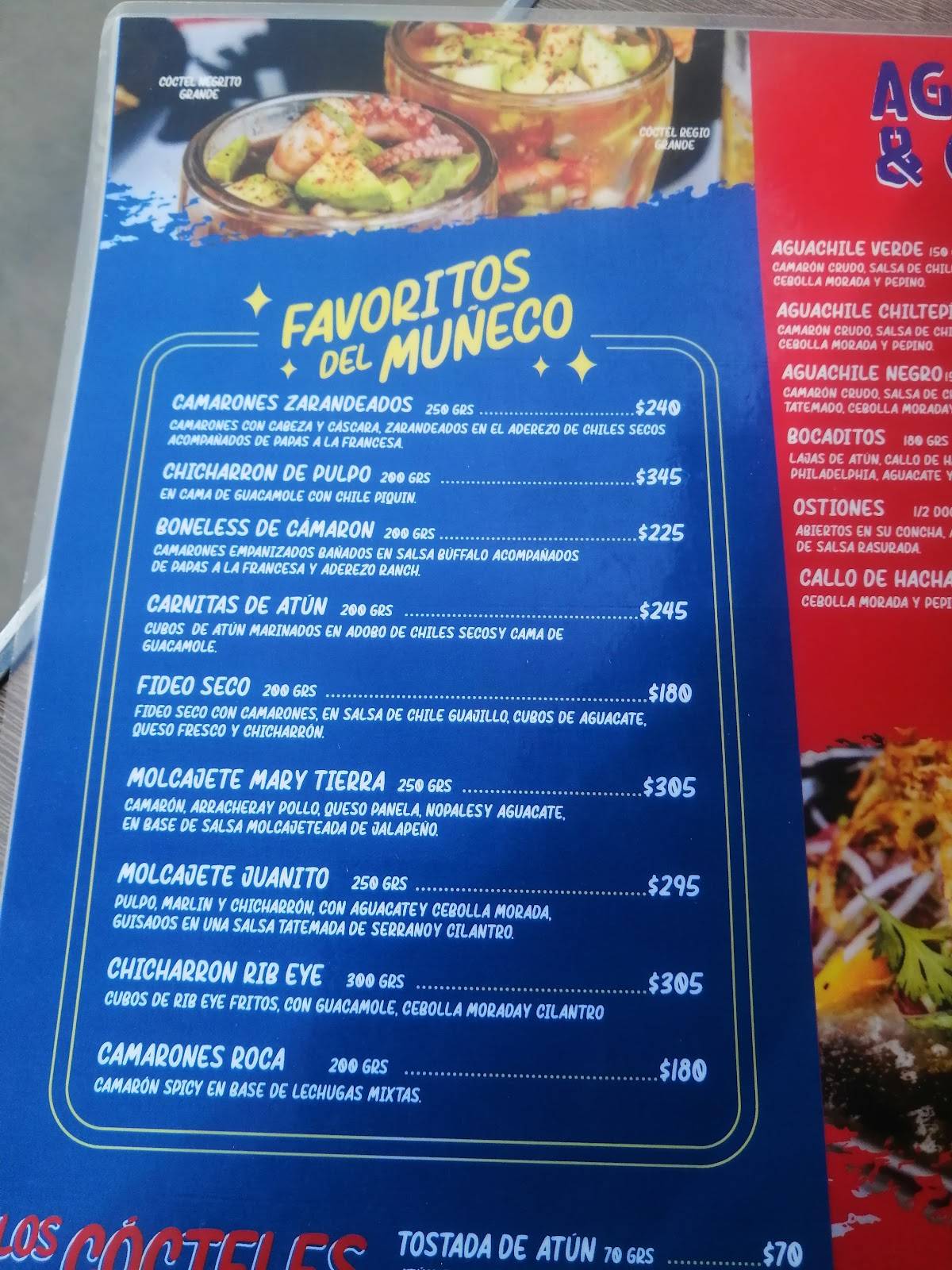 Carta del restaurante El Muñeco Plaza Real, Monterrey