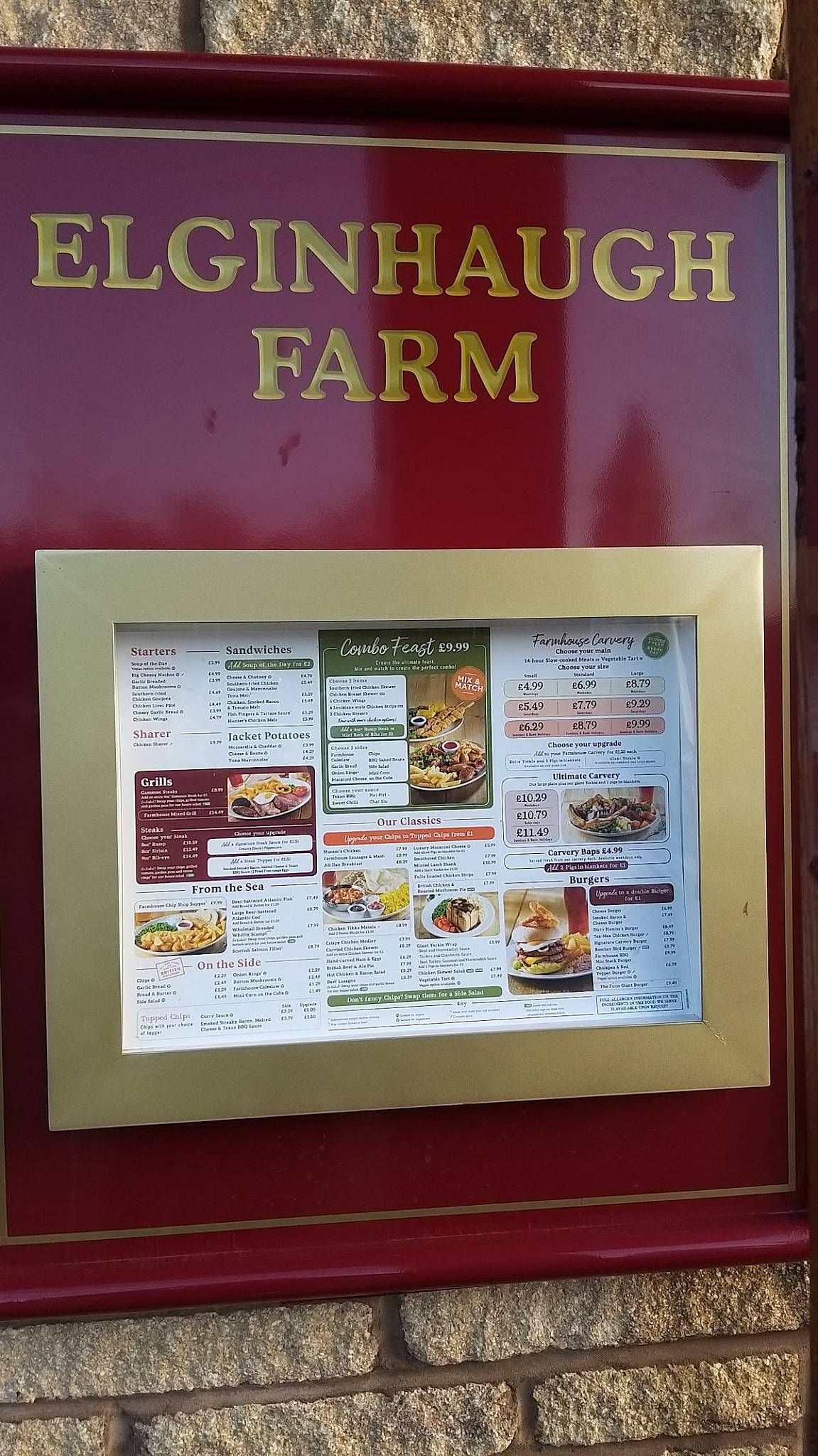 Menu at Elginhaugh Farm - Dining & Carvery pub & bar, Edinburgh