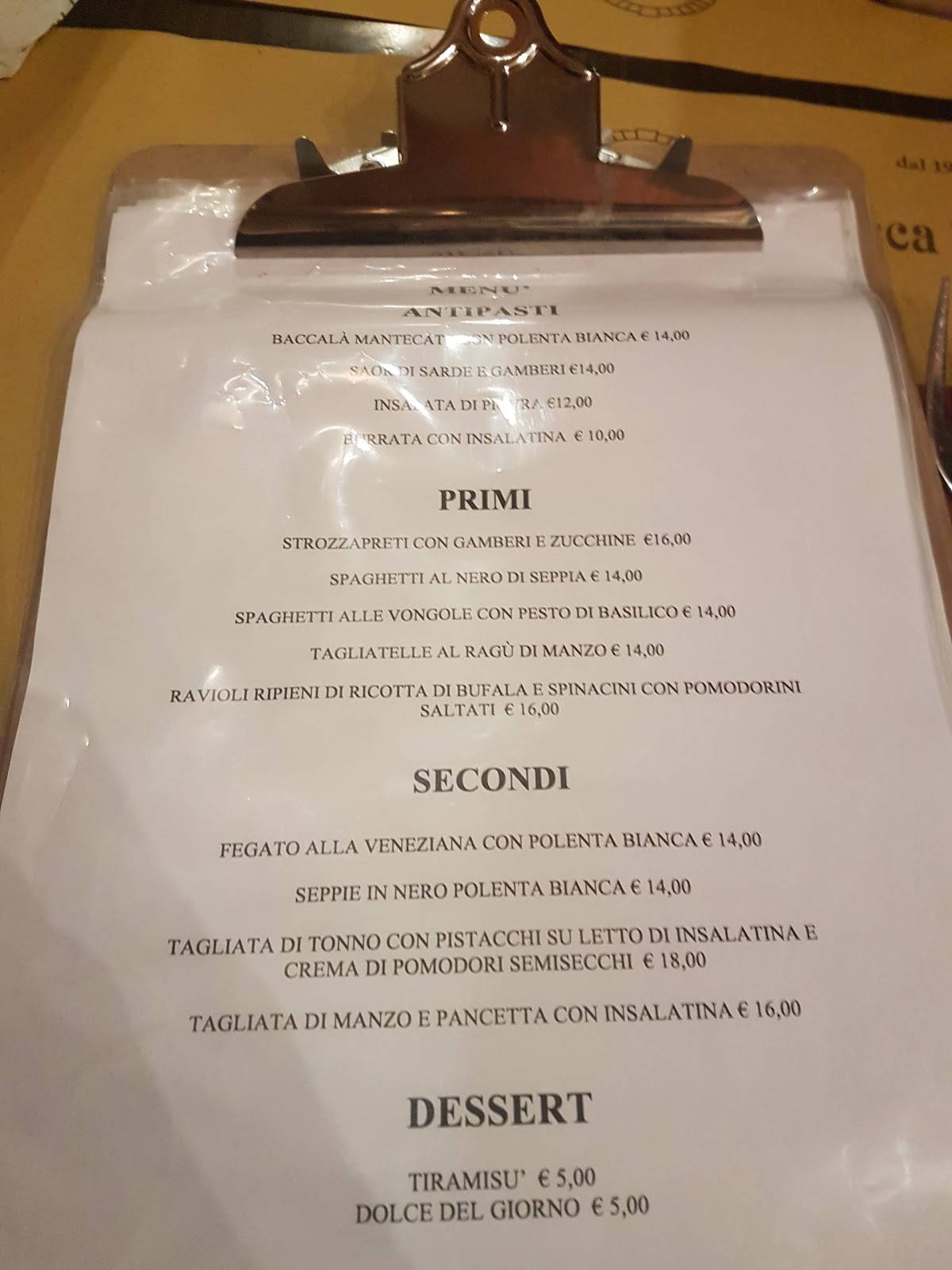 Menu at Enoteca Al Volto pub & bar, Venice, C. Cavalli