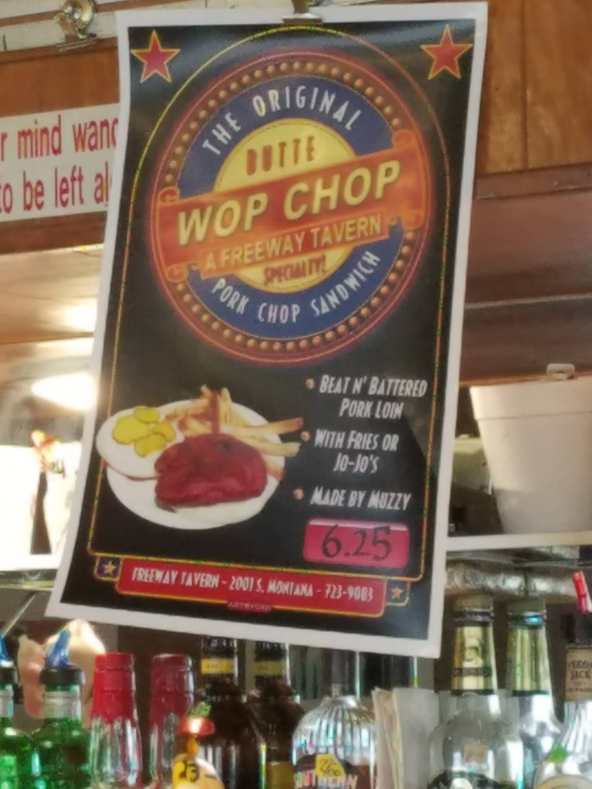 Menu at Freeway Tavern pub & bar, Butte