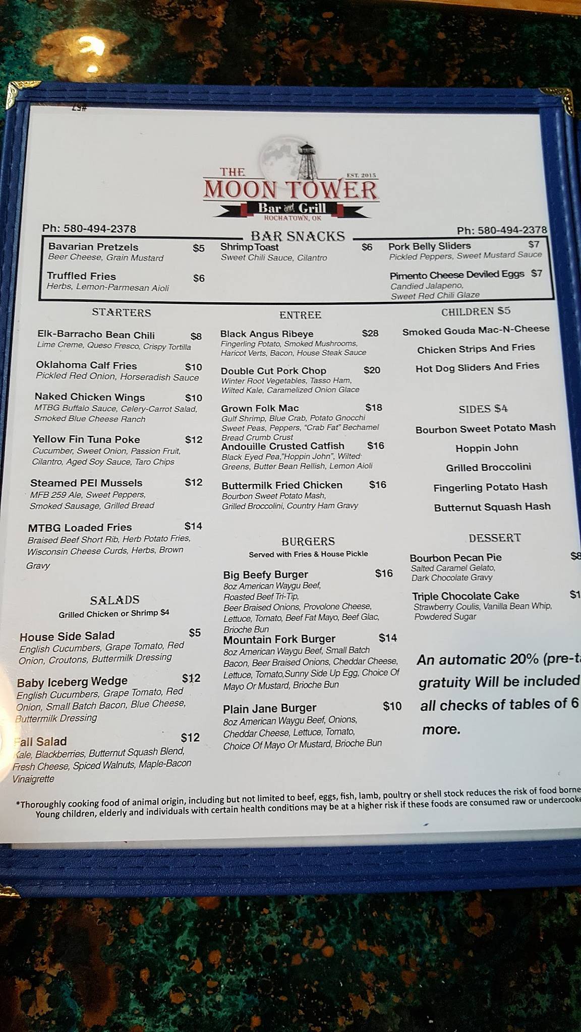 Menu at Gg pub & bar, Broken Bow, 83 N Lukfata Trl Rd