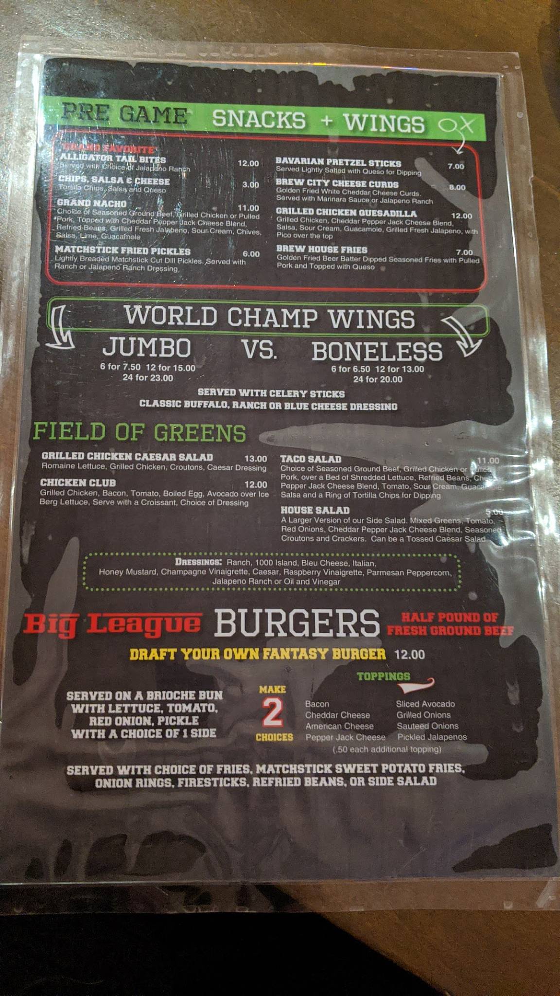 Menu at Grandstand Sports Grille pub & bar, Shawnee, 777 Grand Casino Blvd