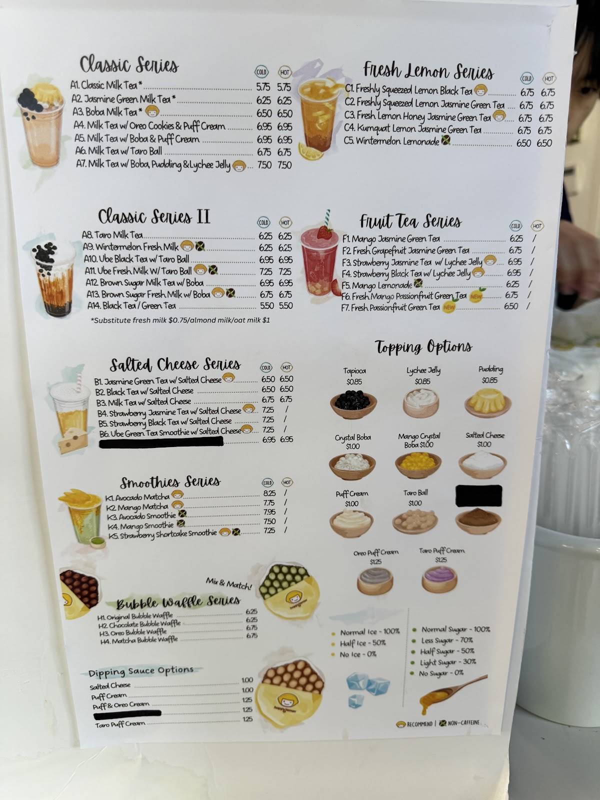 Menu at Happy Lemon Bubble Tea pub & bar, Issaquah