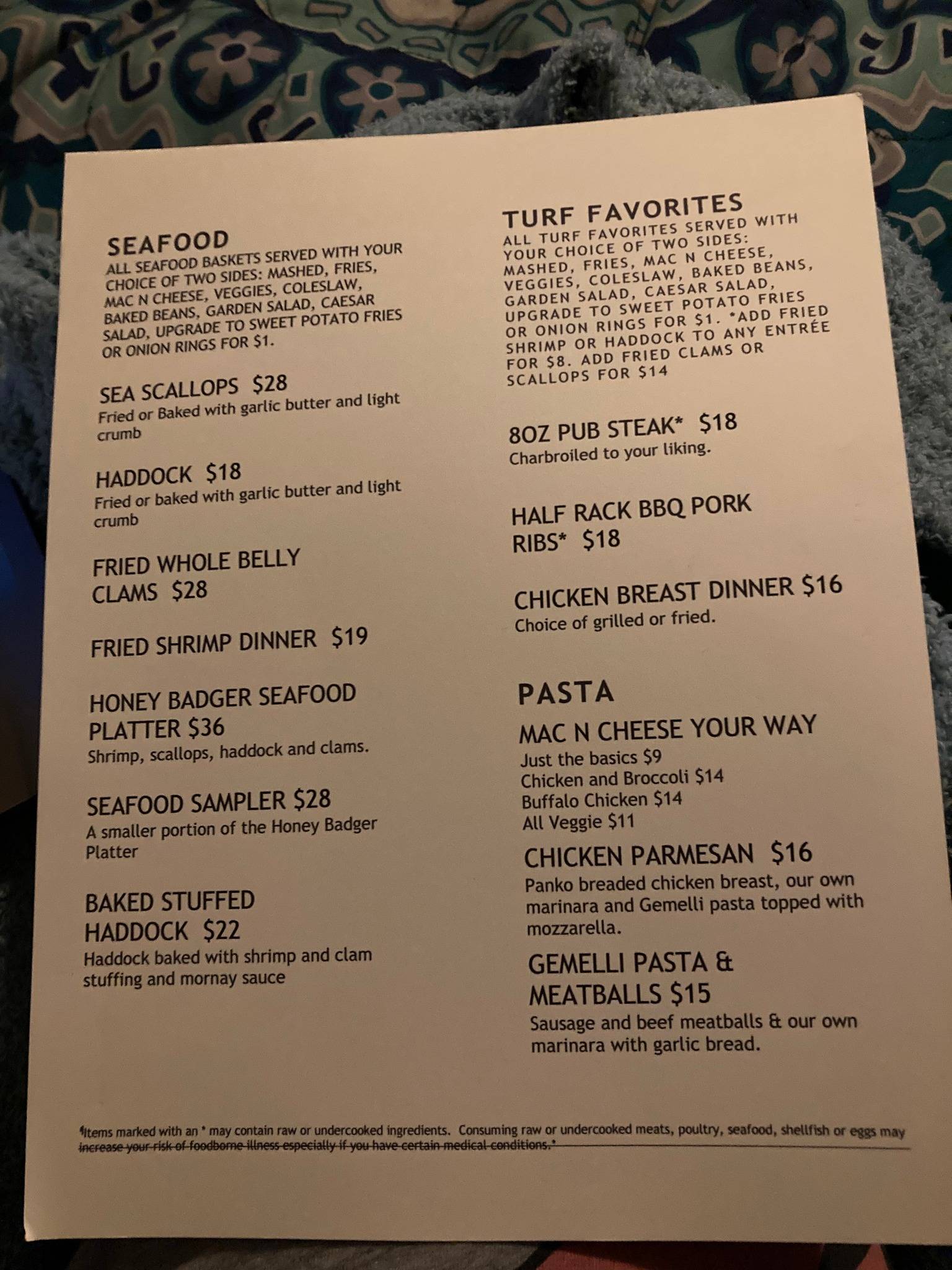 Menu at Honey Badger Bar & Grill, Oxford