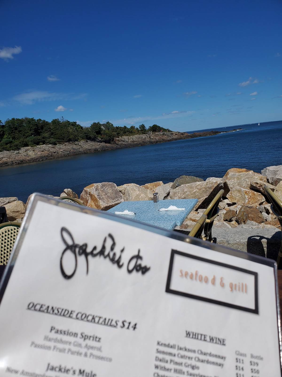 Menu at Jackie's Too pub & bar, Ogunquit, 91 Perkins Cove Rd