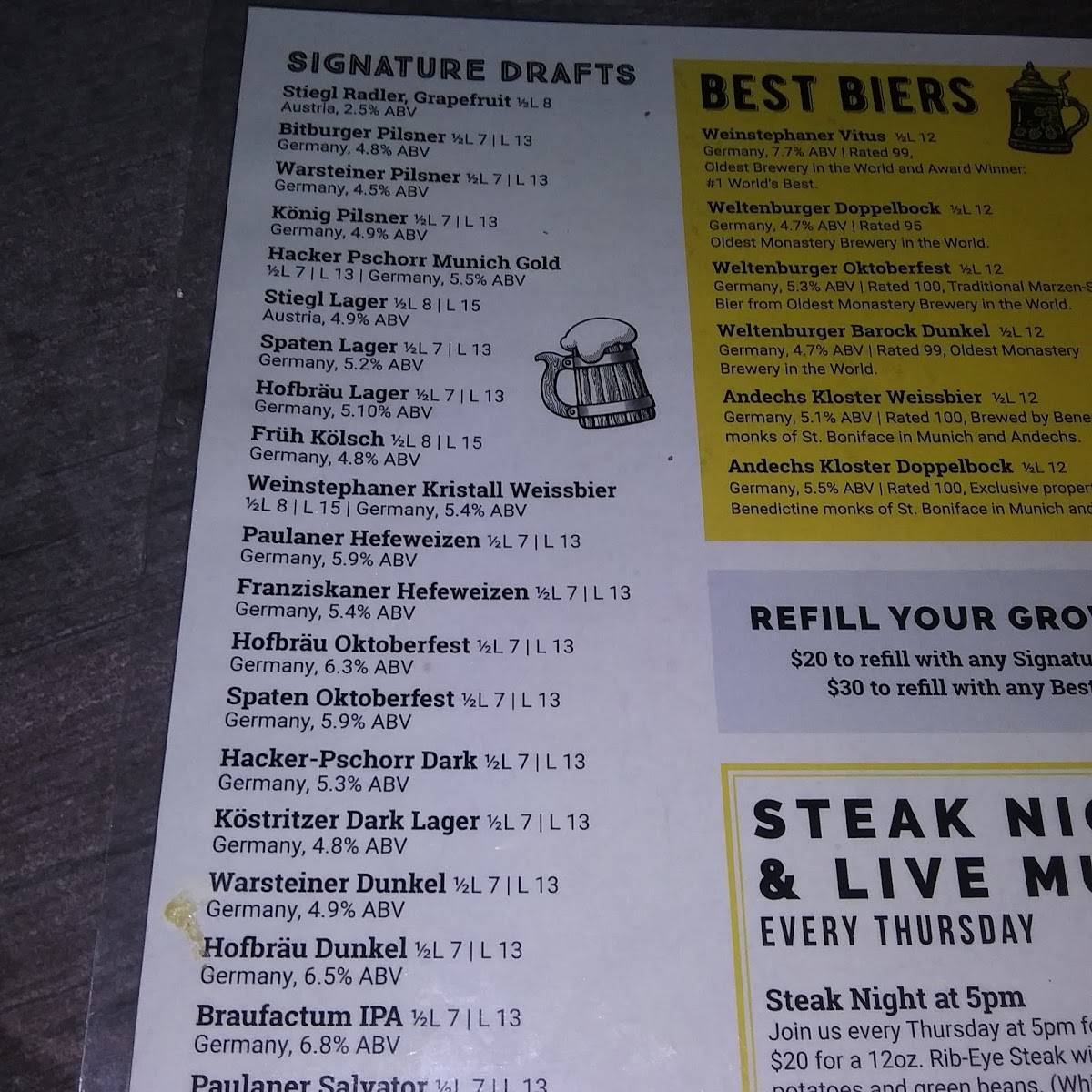 Menu at King’s BierHaus pub & bar, League City