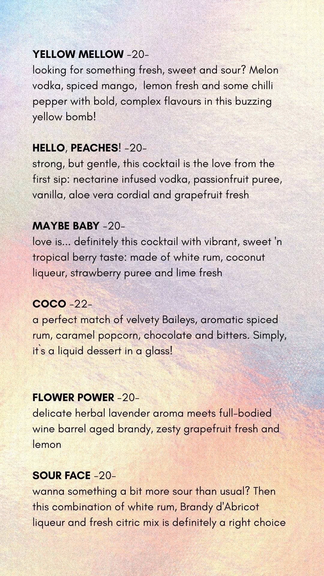 Menu au L'ADO by Valiko Mansion pub et bar, Tbilissi