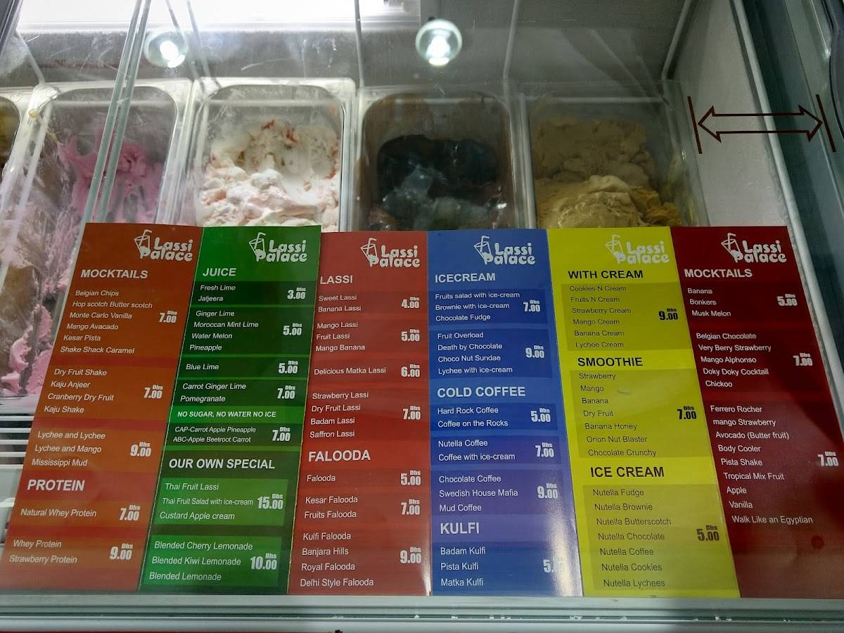 Menu at Lassi Palace pub & bar, Dubai, X5CC+MR5 - Ramla Mall