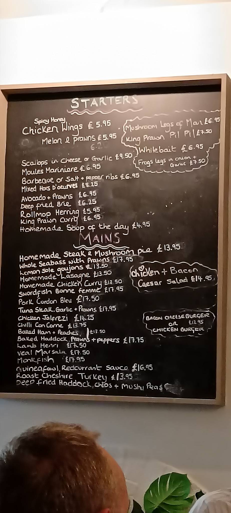 Menu at Legs Of Man pub & bar, Sandbach