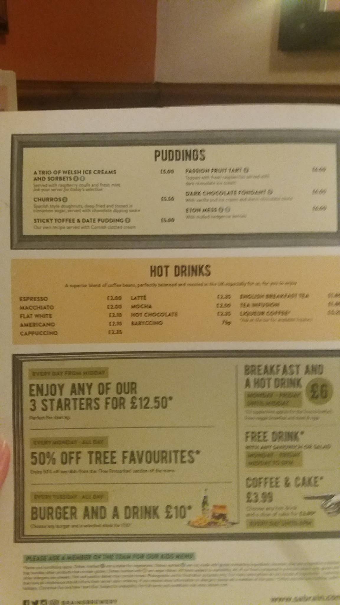 Menu at LT16 restaurant, Chepstow